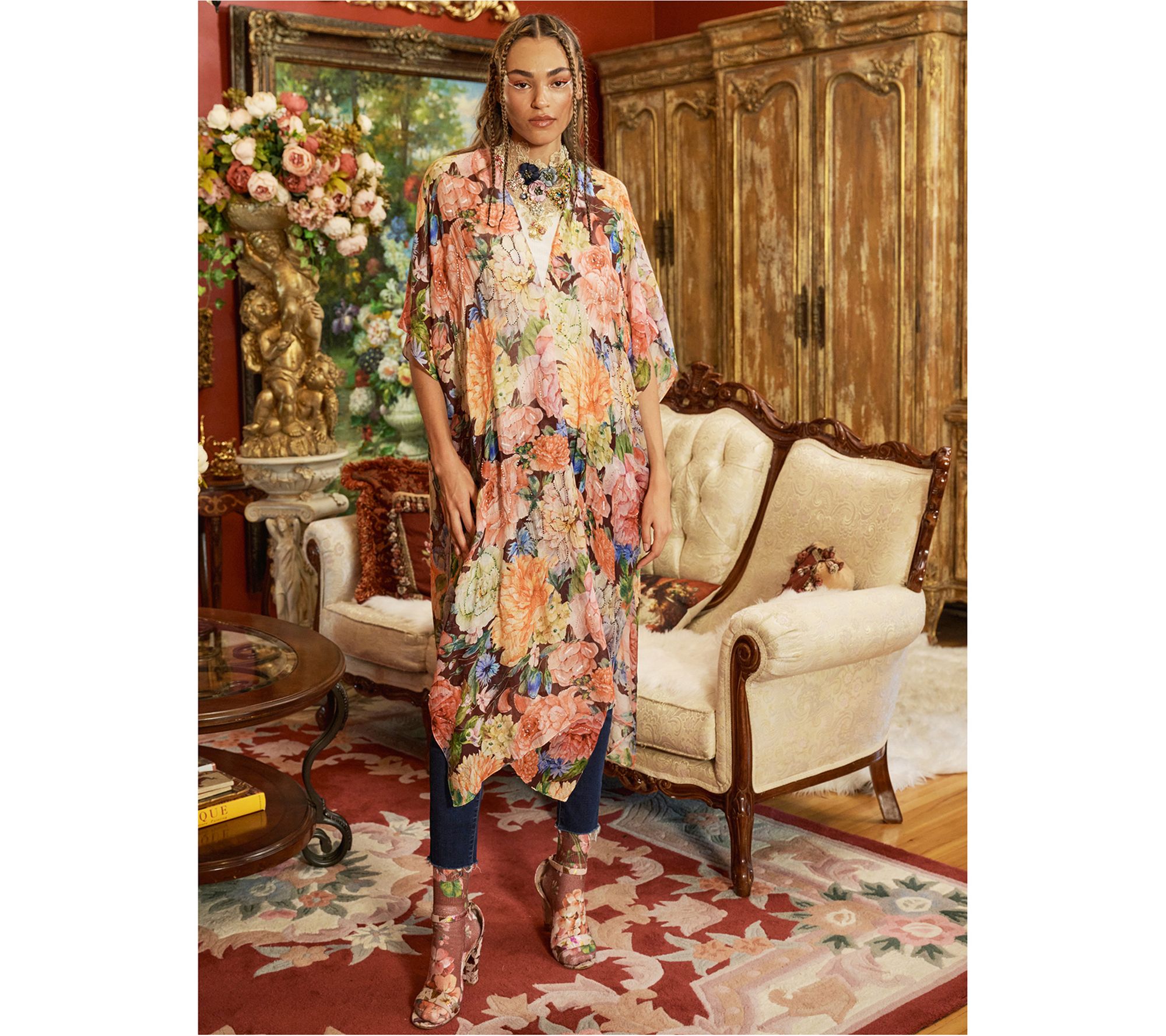 Aratta Floral Dreams Kimono - QVC.com