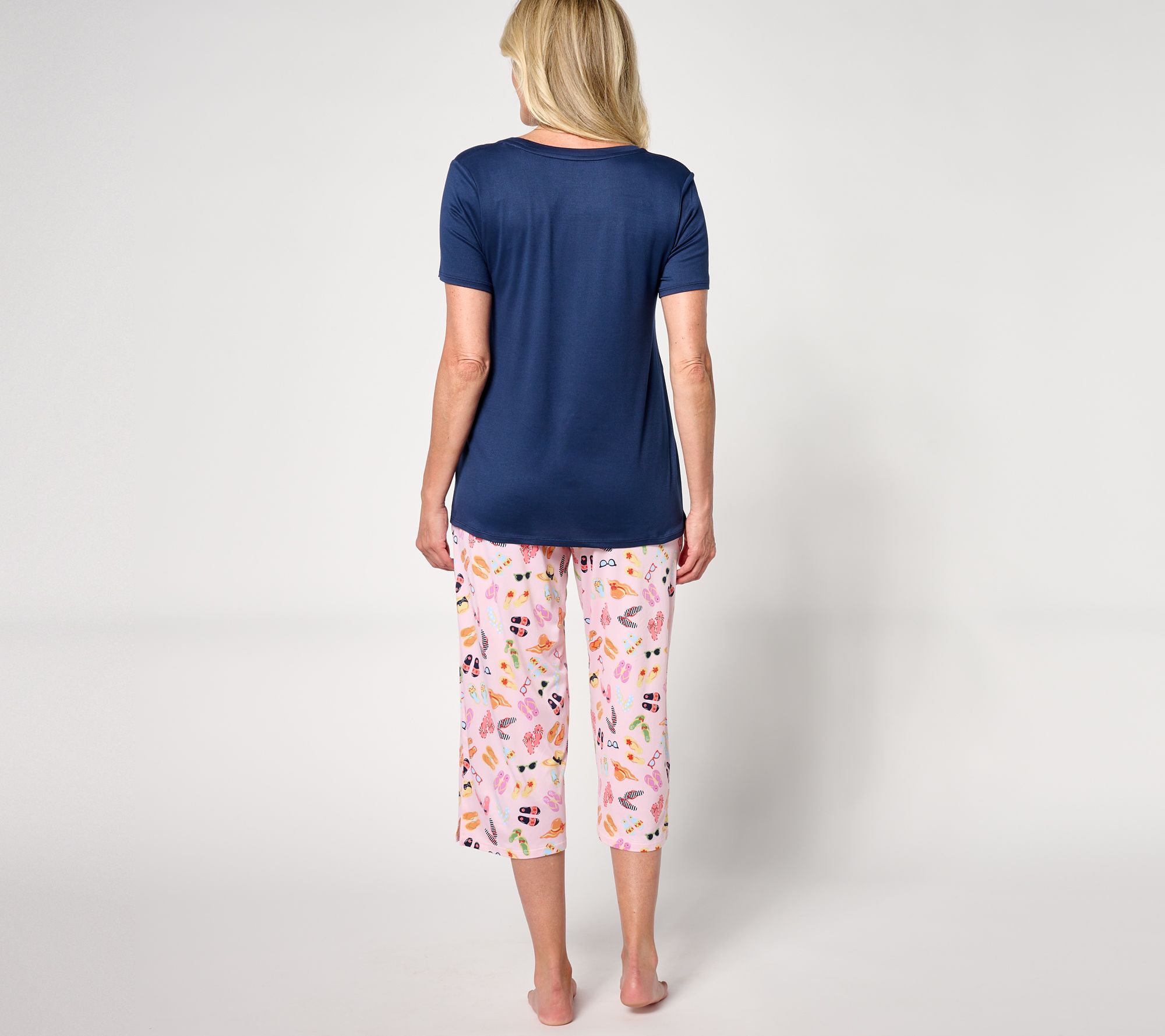 "As Is" Cuddl Duds Cool & Airy Scoop Top and Capri Pant Set - QVC.com