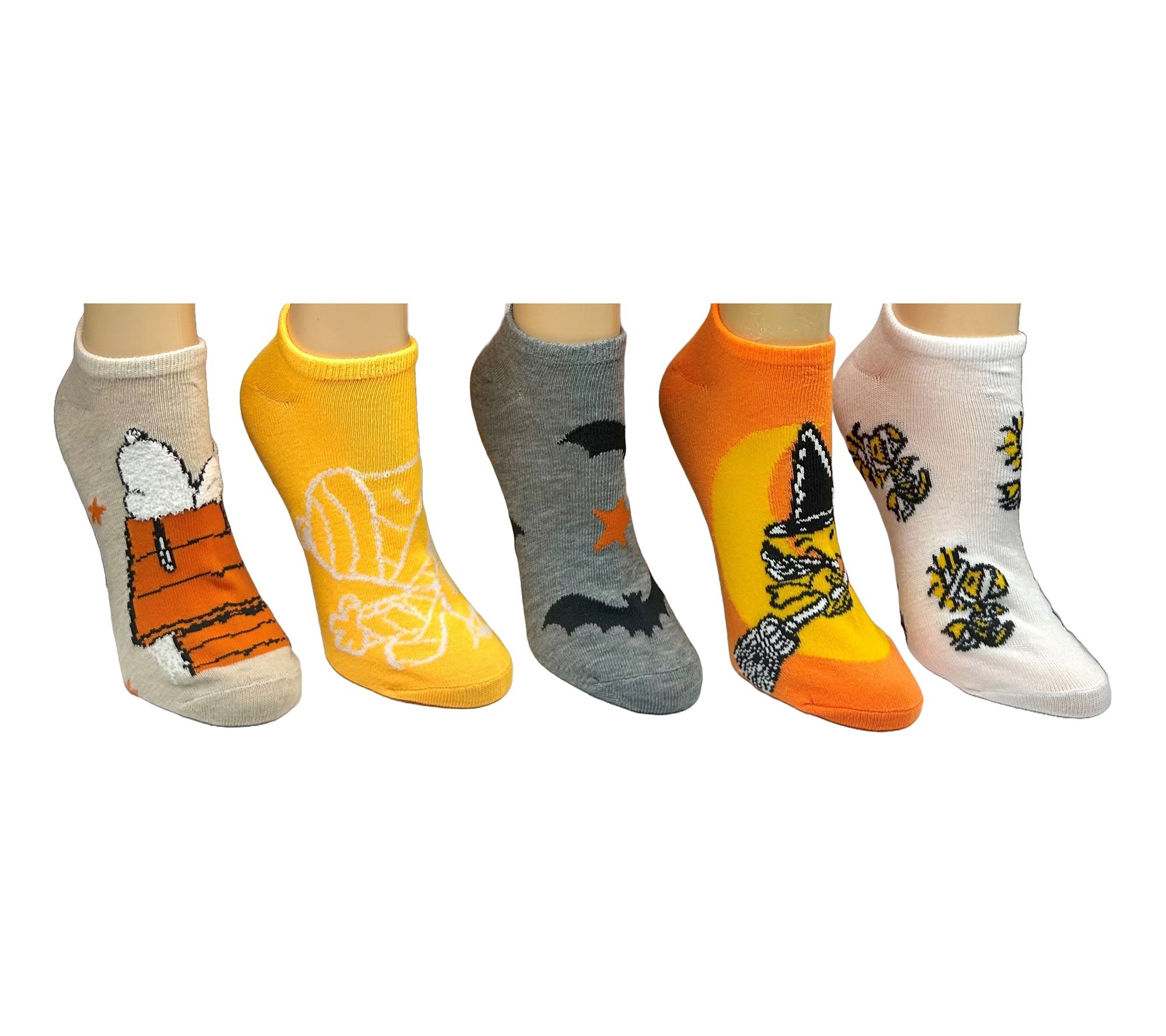 Peanuts Fall Fun Ladies' No-Show Sock Set - 5 Pair - QVC.com