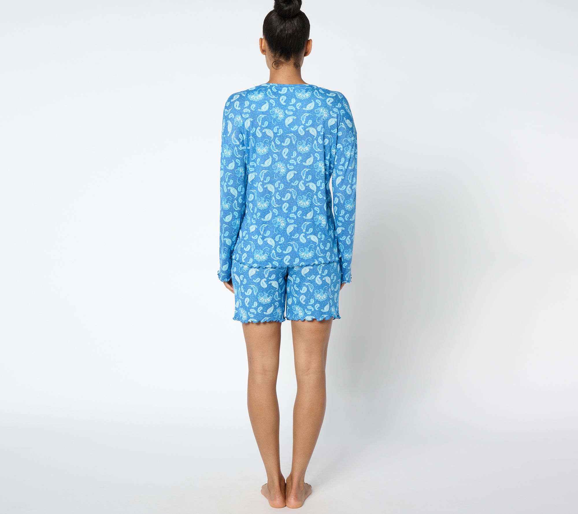 "As Is" MUK LUKS Pretty Pointelle Long Sleeve & Short Lounge Set - QVC.com