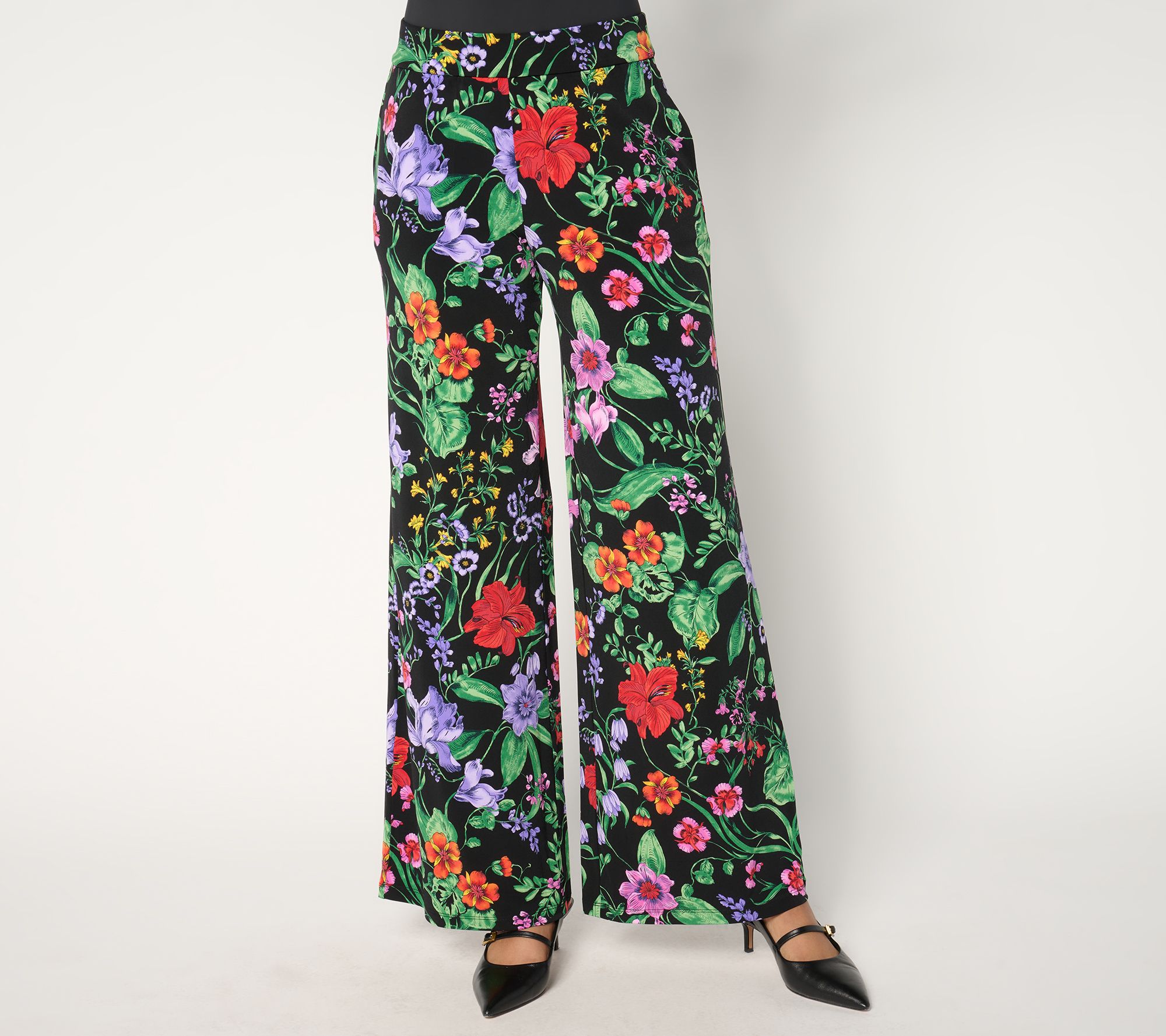 Susan Graver Printed Liquid Knit Wide Leg Pants - QVC.com