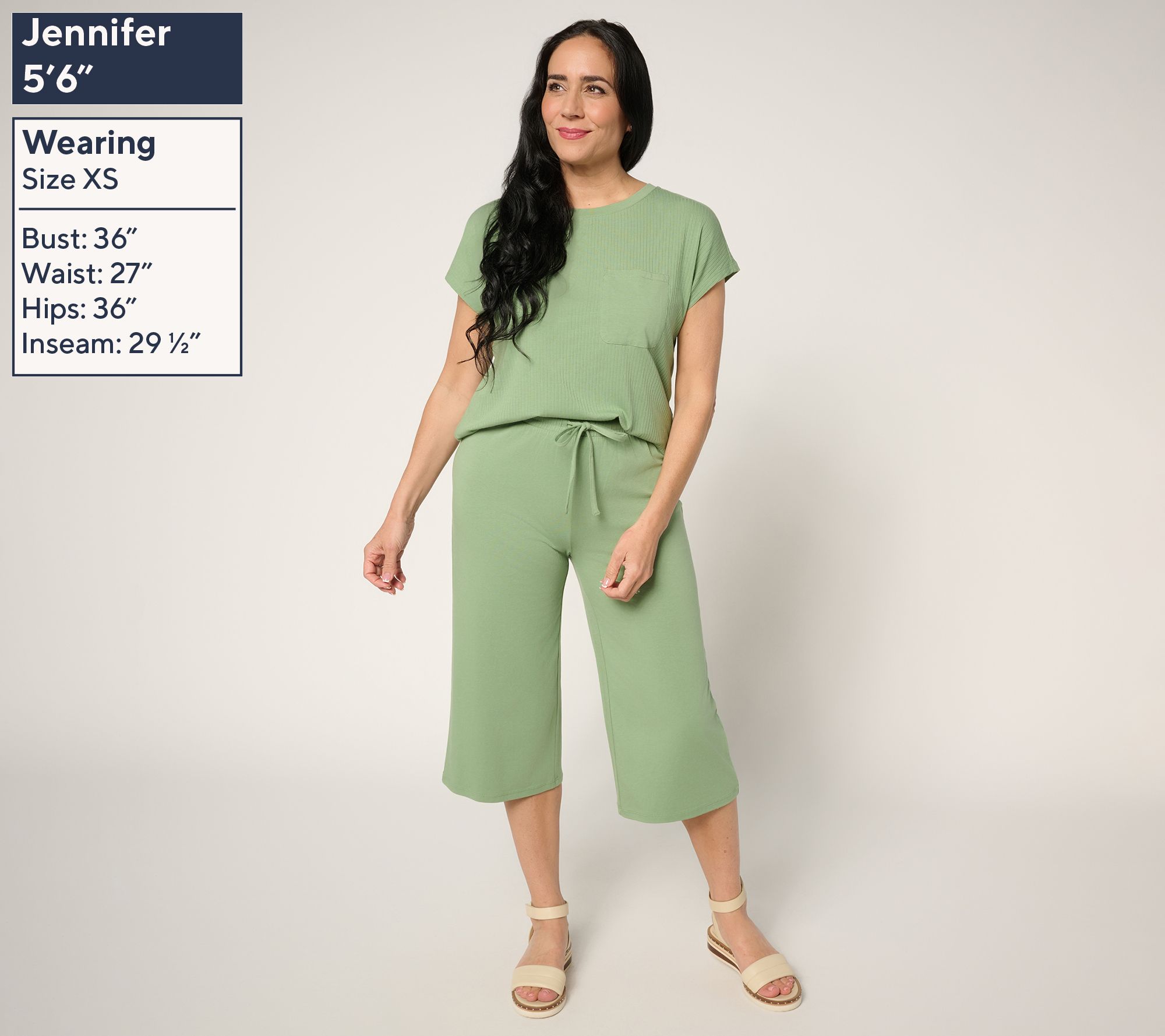 AnyBody Tall Cozy Knit Top and Wide Leg Capri Set - QVC.com