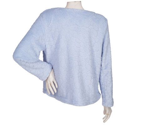 Stan Herman Textured Plush Bed Jacket with Rosetta Detail - QVC.com