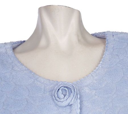 Stan Herman Textured Plush Bed Jacket with Rosetta Detail - QVC.com