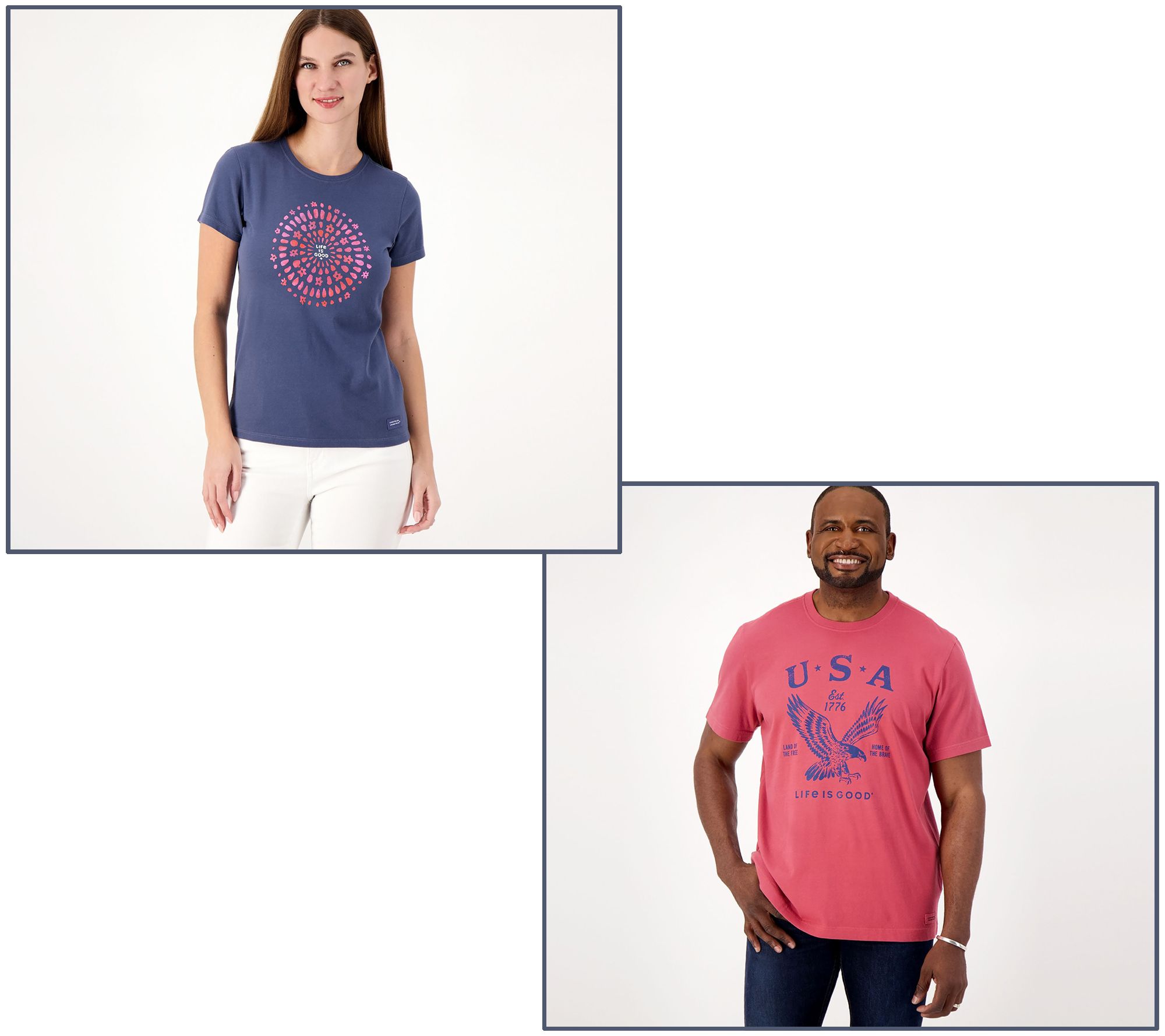Life is Good Men's or Women's Americana Tee - QVC.com