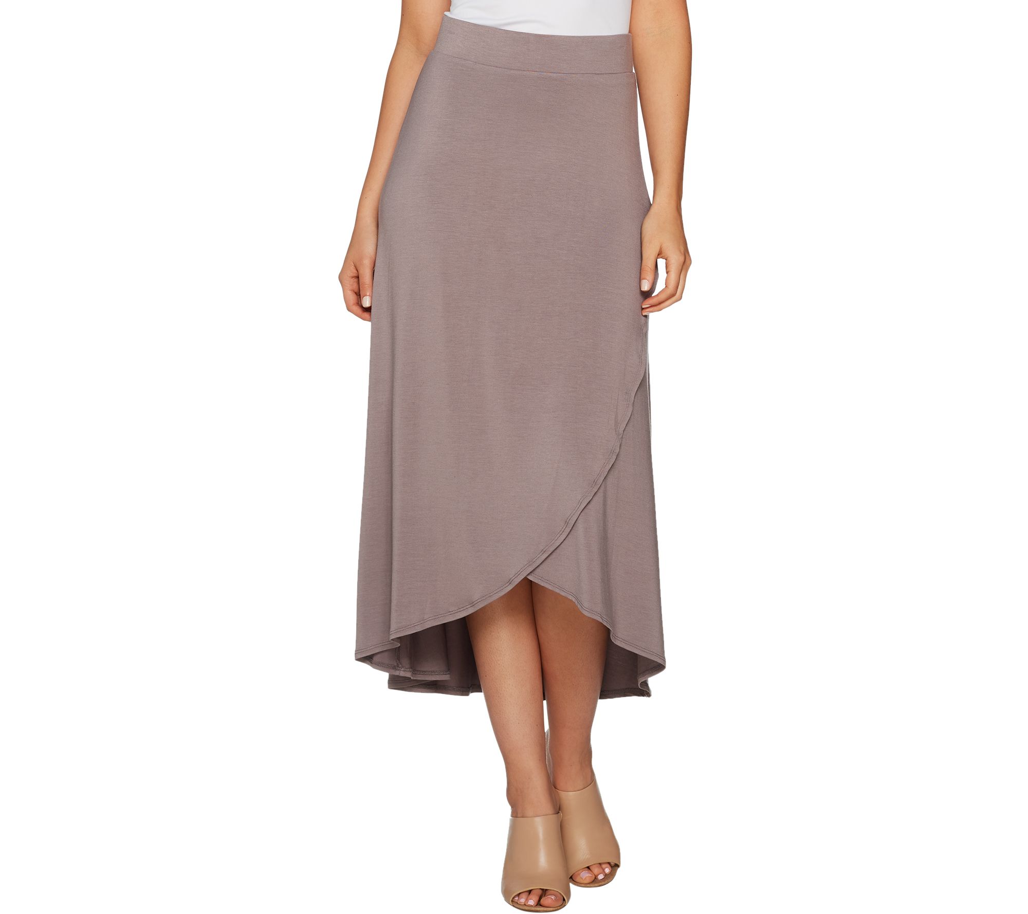 "As Is" LOGO by Lori Goldstein Tulip Hem Modal Knit Maxi Skirt - QVC.com