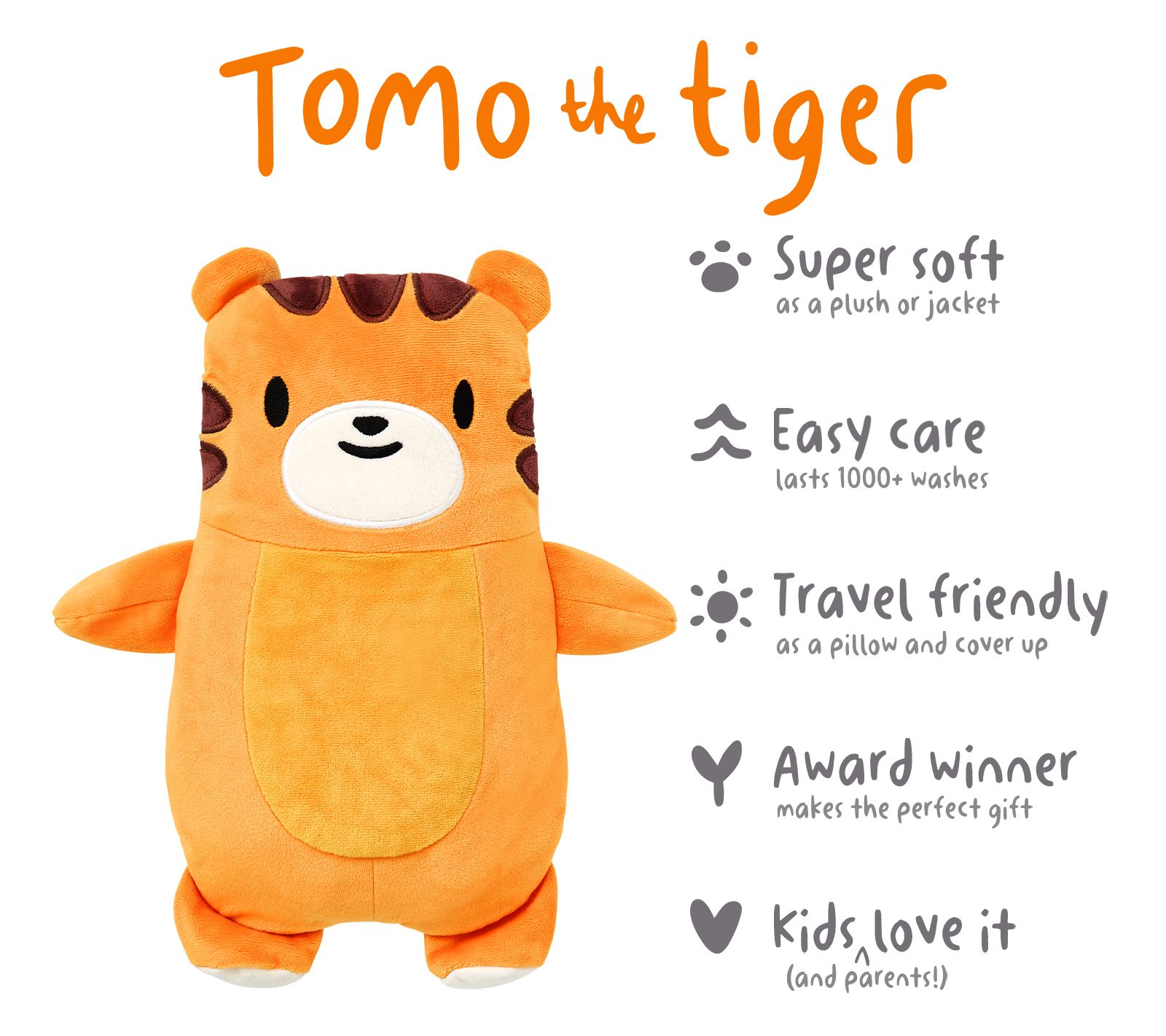 Tomo the Tiger Zip-Up Hoodie/Plush - QVC.com