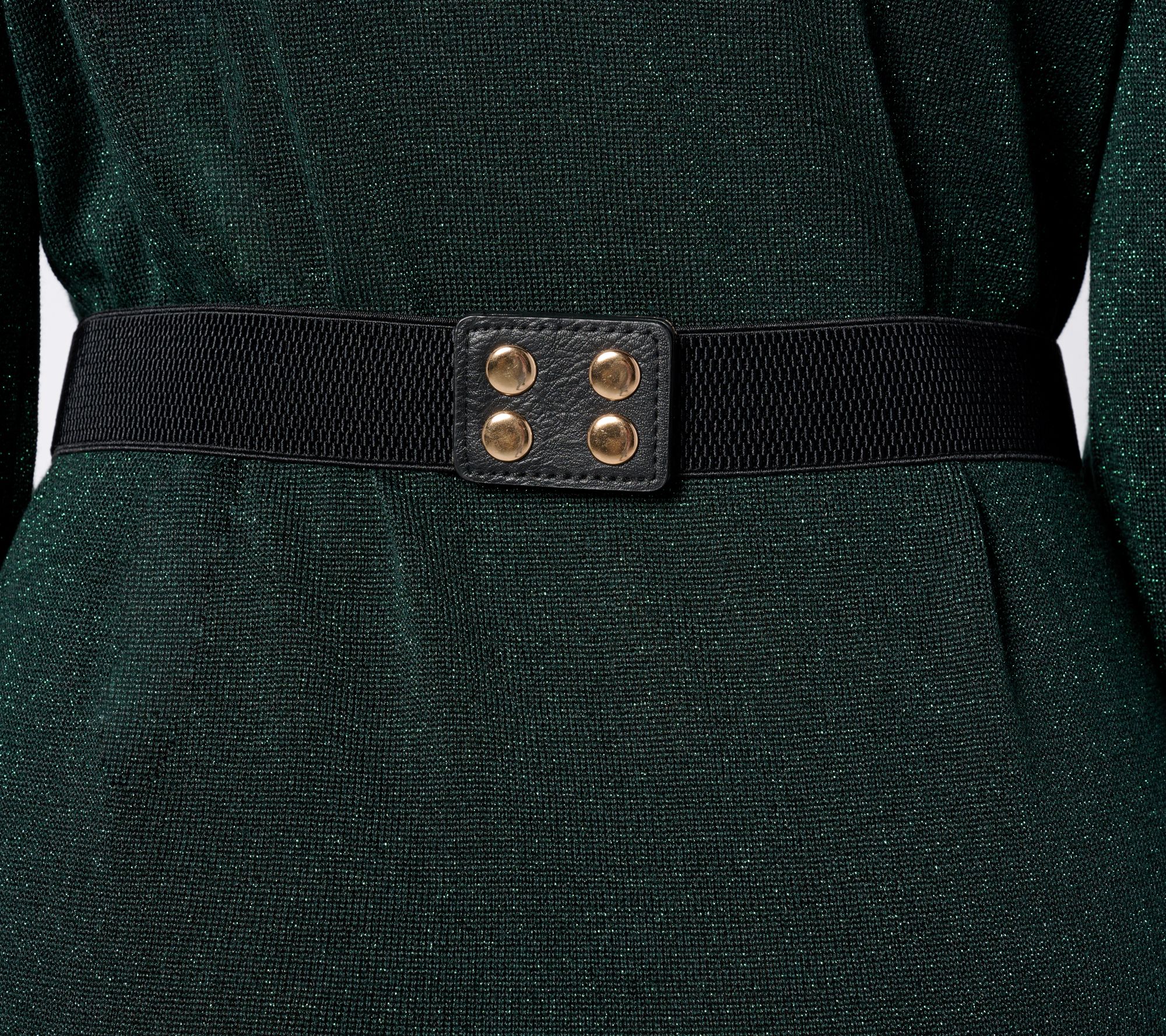 "As Is" Susan Graver Oversize Chain Link and Faux Leather Stretch Belt ...