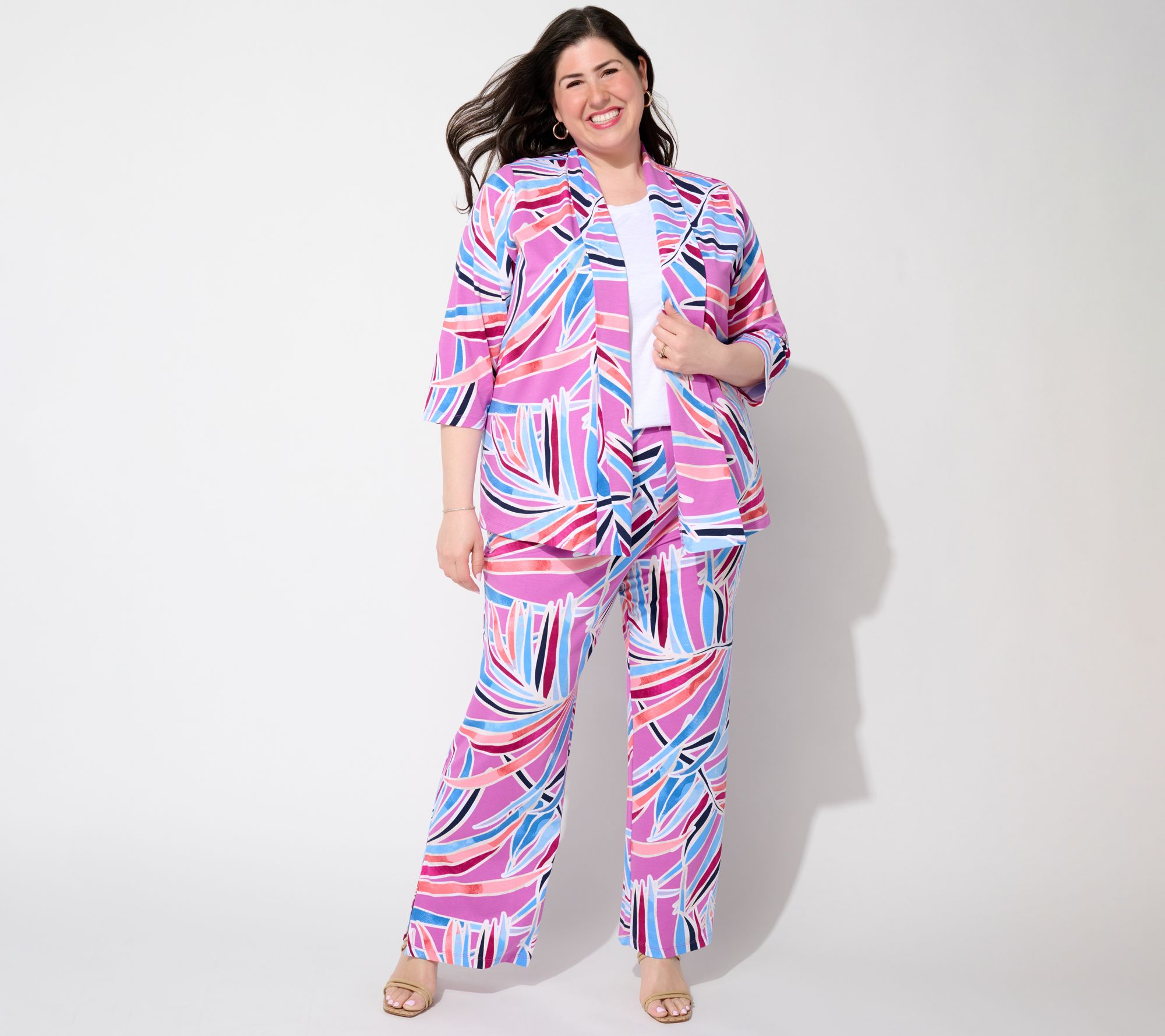 Denim & Co. Beach Printed Jersey Full Length Wide Leg Pant - QVC.com