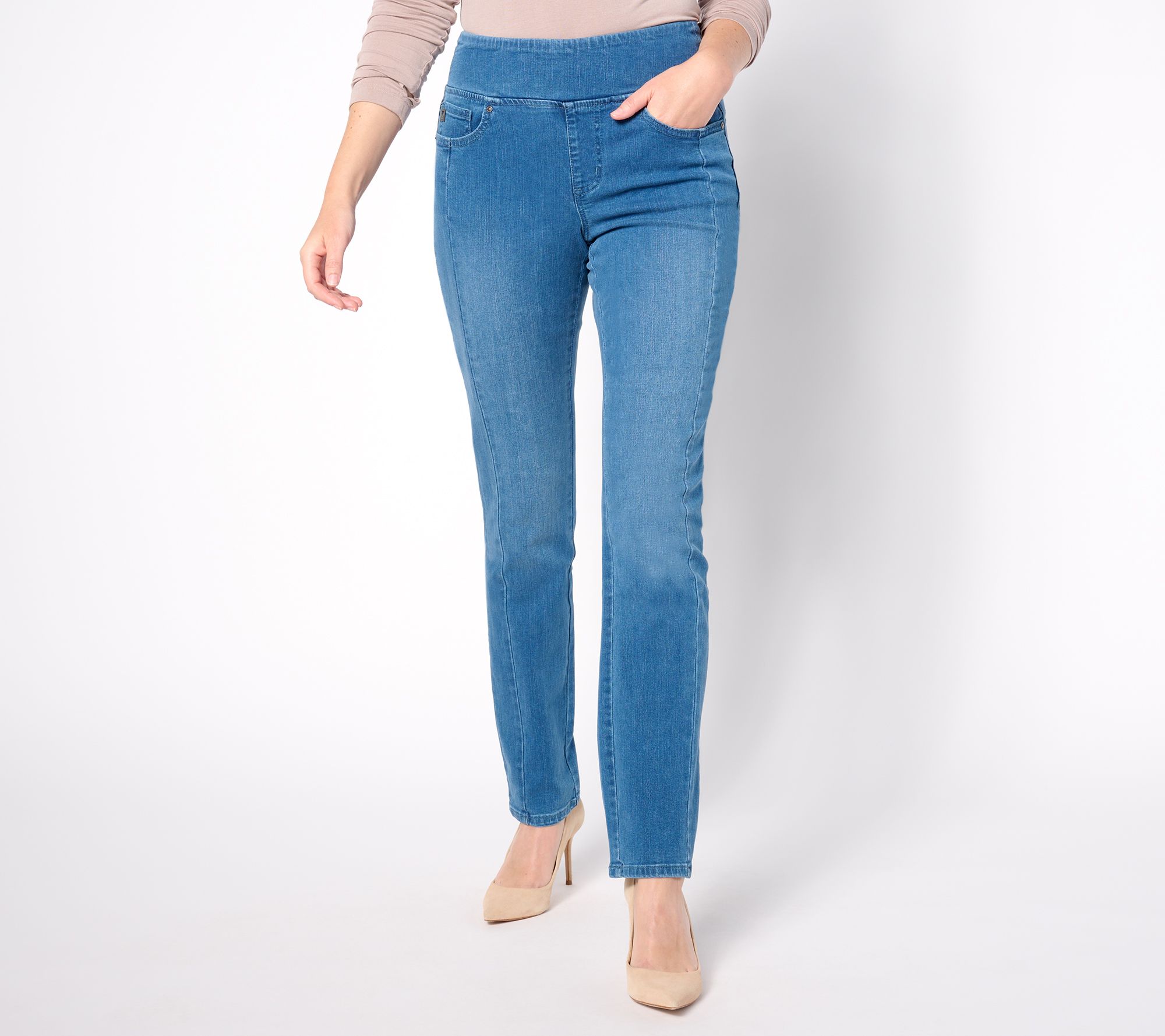 "As Is" Belle by Kim Gravel Reg TripleLuxe Denim Forward Seam Jeans ...