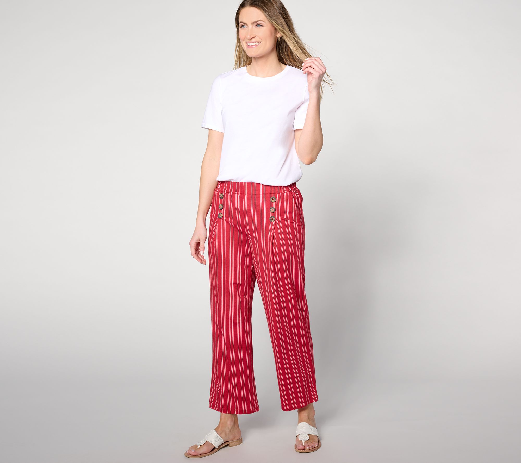 "As Is" Belle Beach by Kim Gravel Regular Cabana Knit Cropped Pant ...