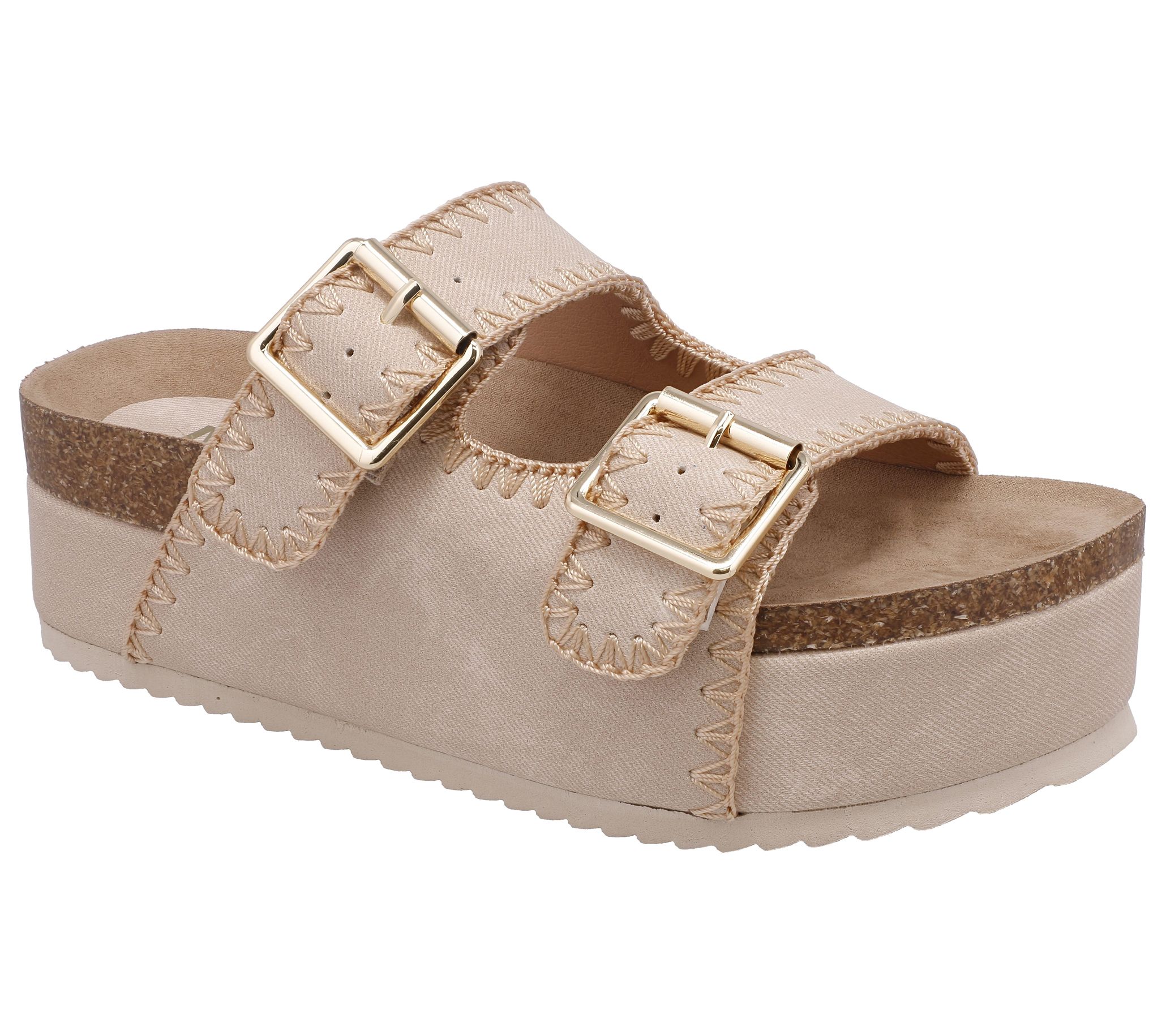 MIA Shoes Two-Strap Platform Slide Sandal - Bowie - QVC.com