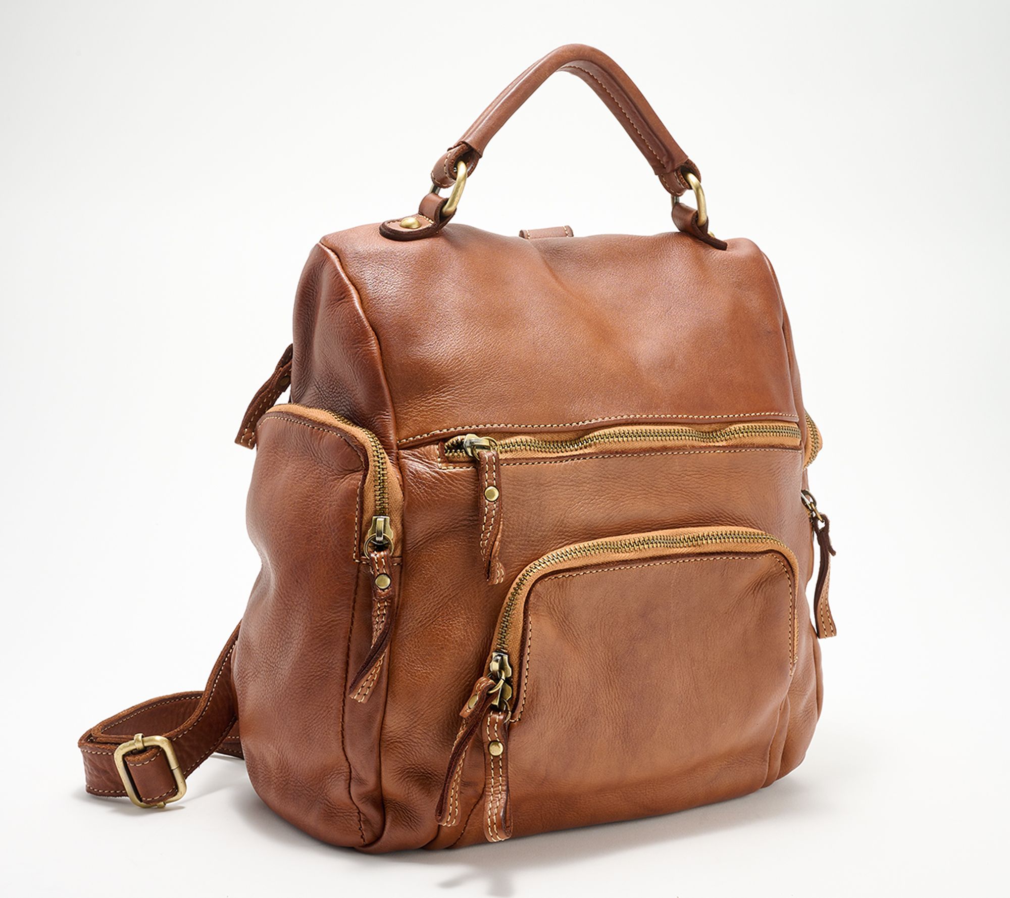 Bolsa Nova Leather Mia Backpack - QVC.com