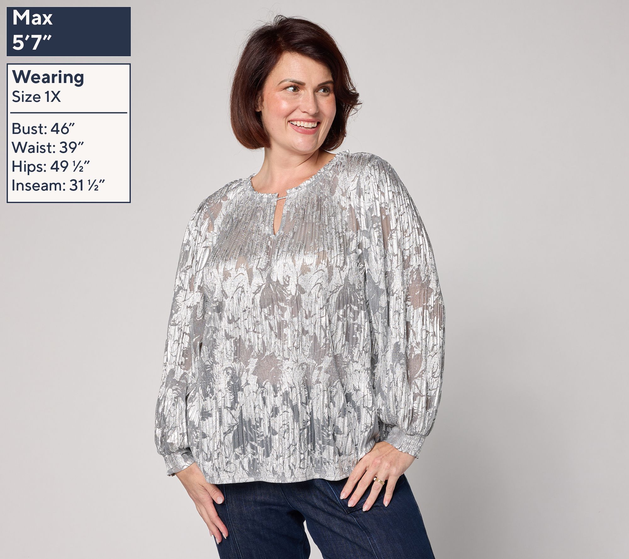 "As Is" BEAUTIFUL by Lawrence Zarian The Donna Print Mesh Blouse - QVC.com