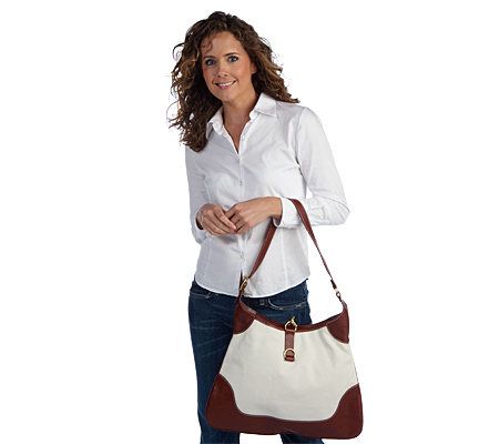 Jacqueline Kennedy Classic Leather Trim Hobo Bag Trim Hobo Bag - QVC.com