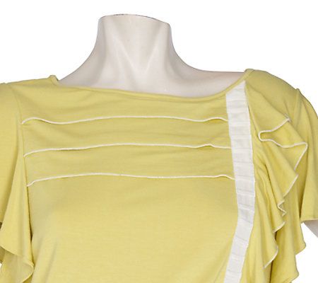 Simply. Chloe Dao Flutter Sleeve Top with Embellishment - QVC.com
