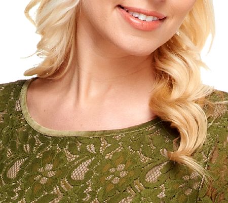 Edge by Jen Rade Short Sleeve Lace Dress with Exposed Zipper - QVC.com