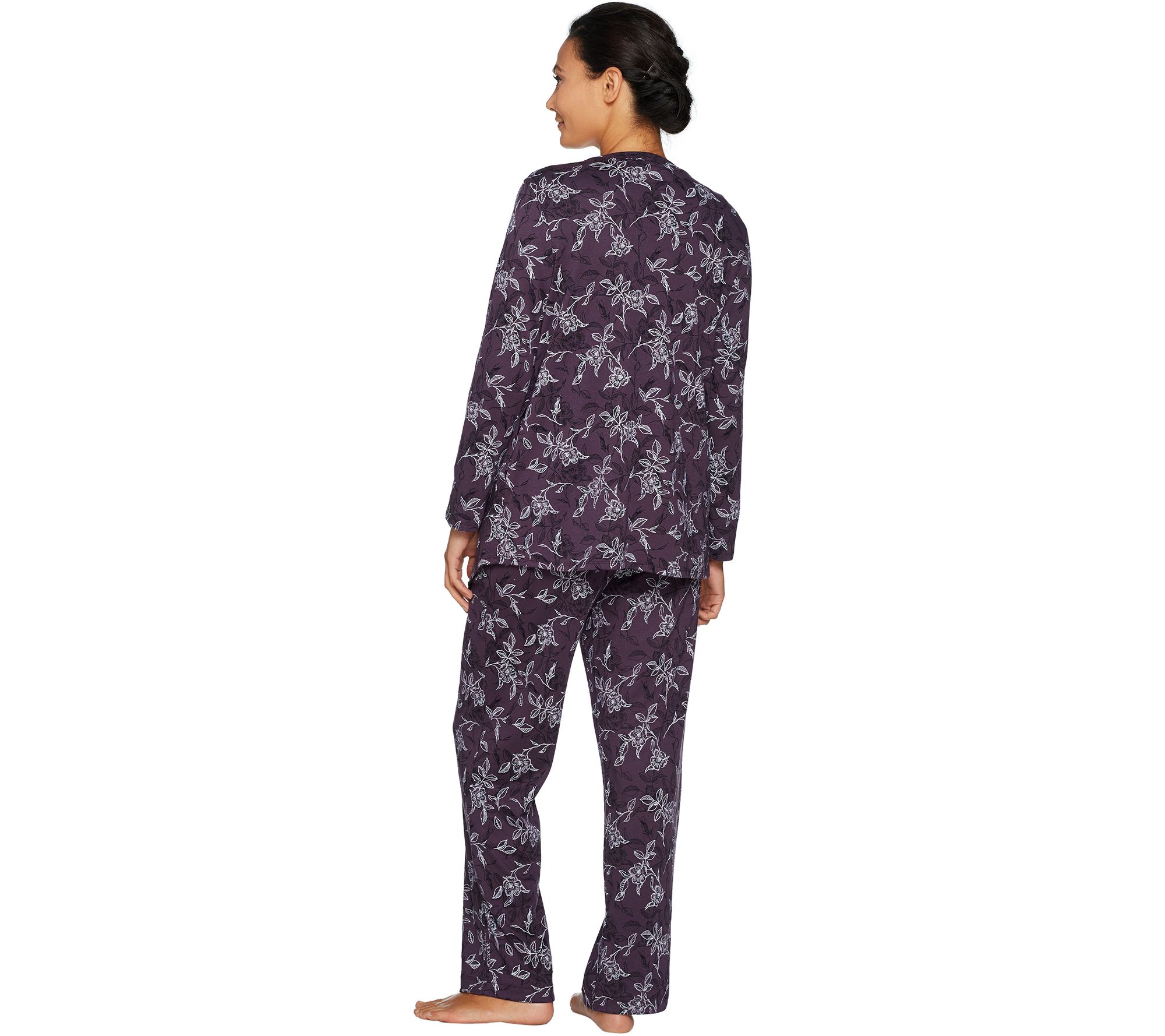 "As Is" Carole Hochman Petite Interlock Etched Floral 3-PC Pajama Set ...