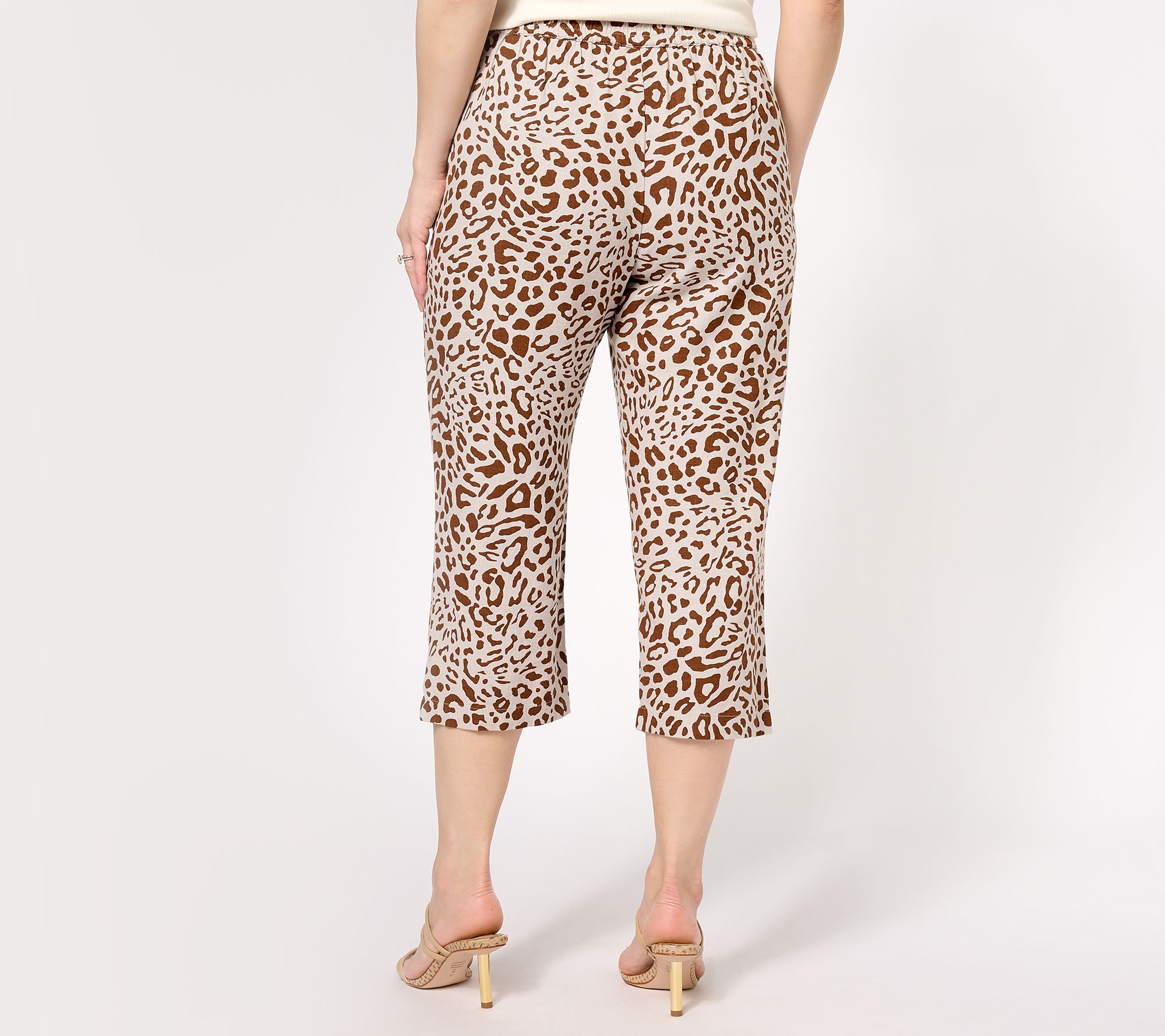 Susan Graver PURE Printed Linen Blend Pull-On Capri Pants - QVC.com