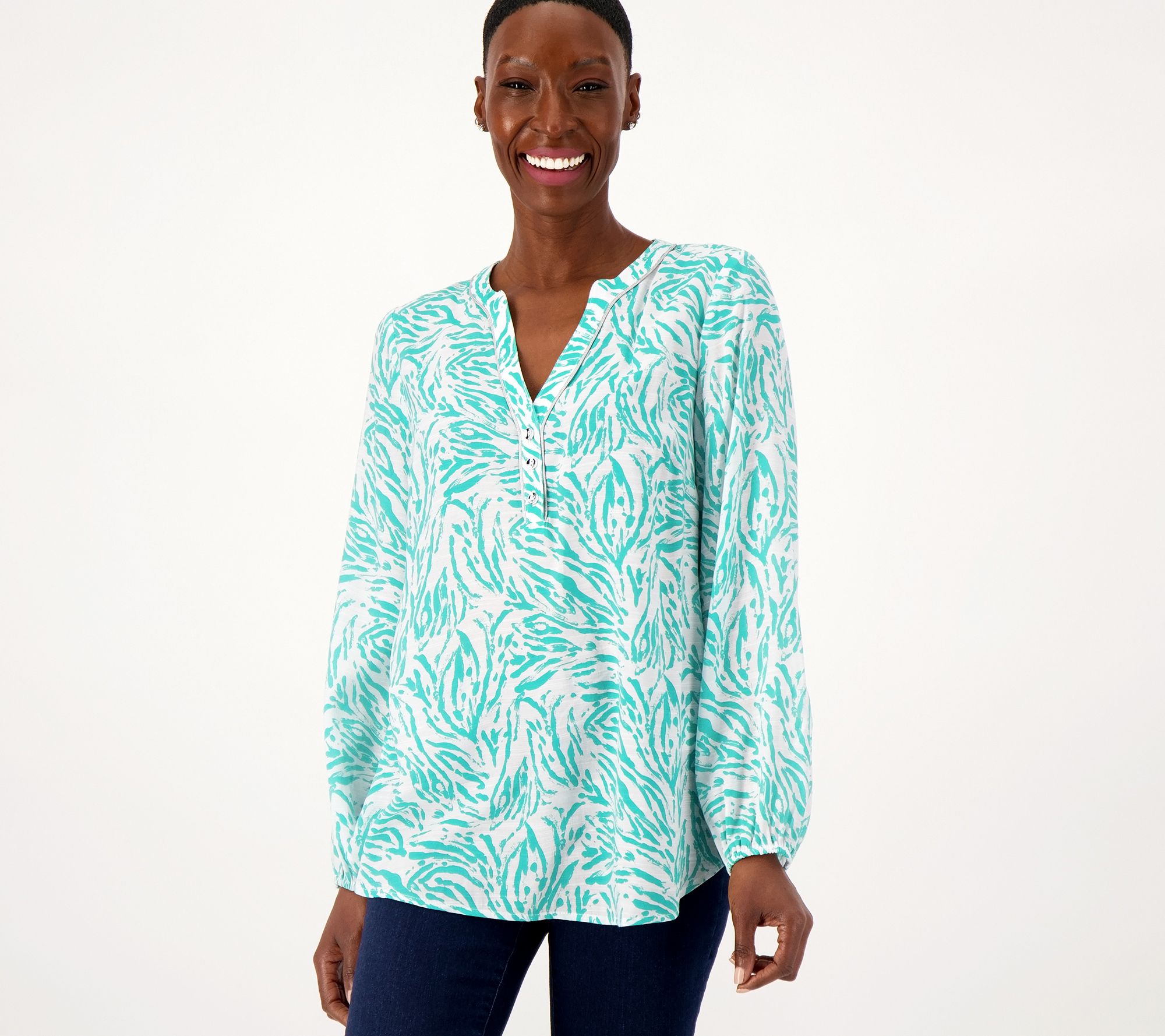 "As Is" Susan Graver Passport Printed Regular Woven Tunic - QVC.com