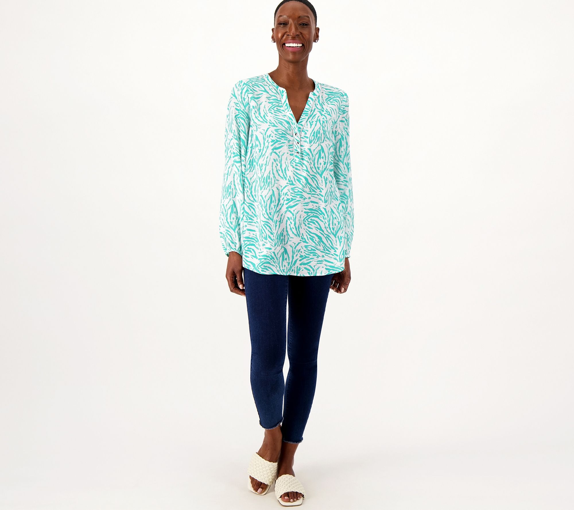 "As Is" Susan Graver Passport Printed Regular Woven Tunic - QVC.com