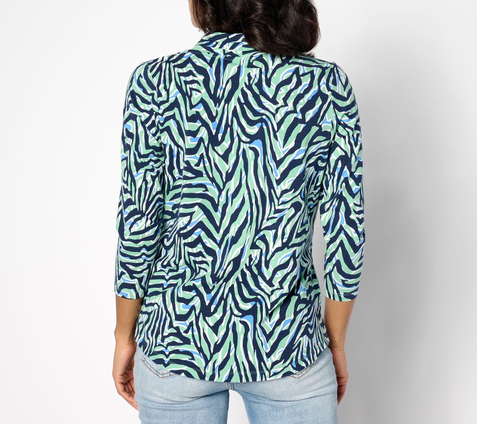 "As Is" Belle by Kim Gravel TripleLuxe Slub Tonal Tiger Crossover Top ...