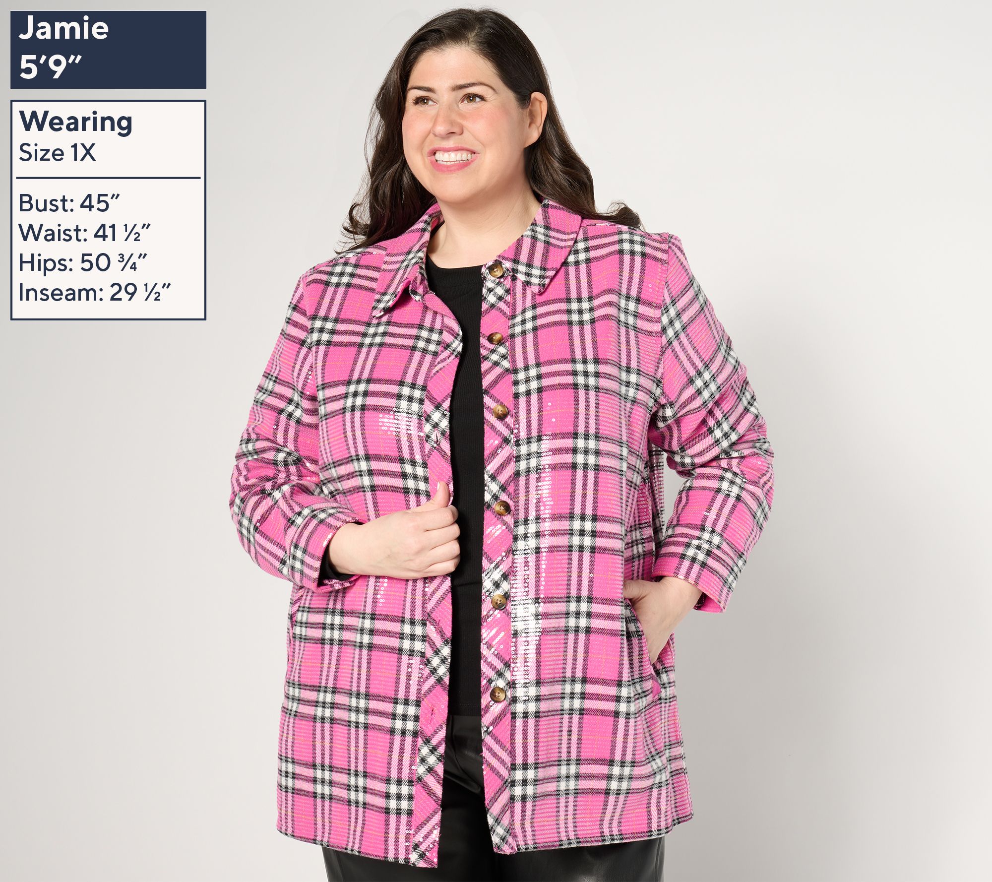 "As Is" Jingle Belles by Kim Gravel Plaid Lumberjill Shacket - QVC.com