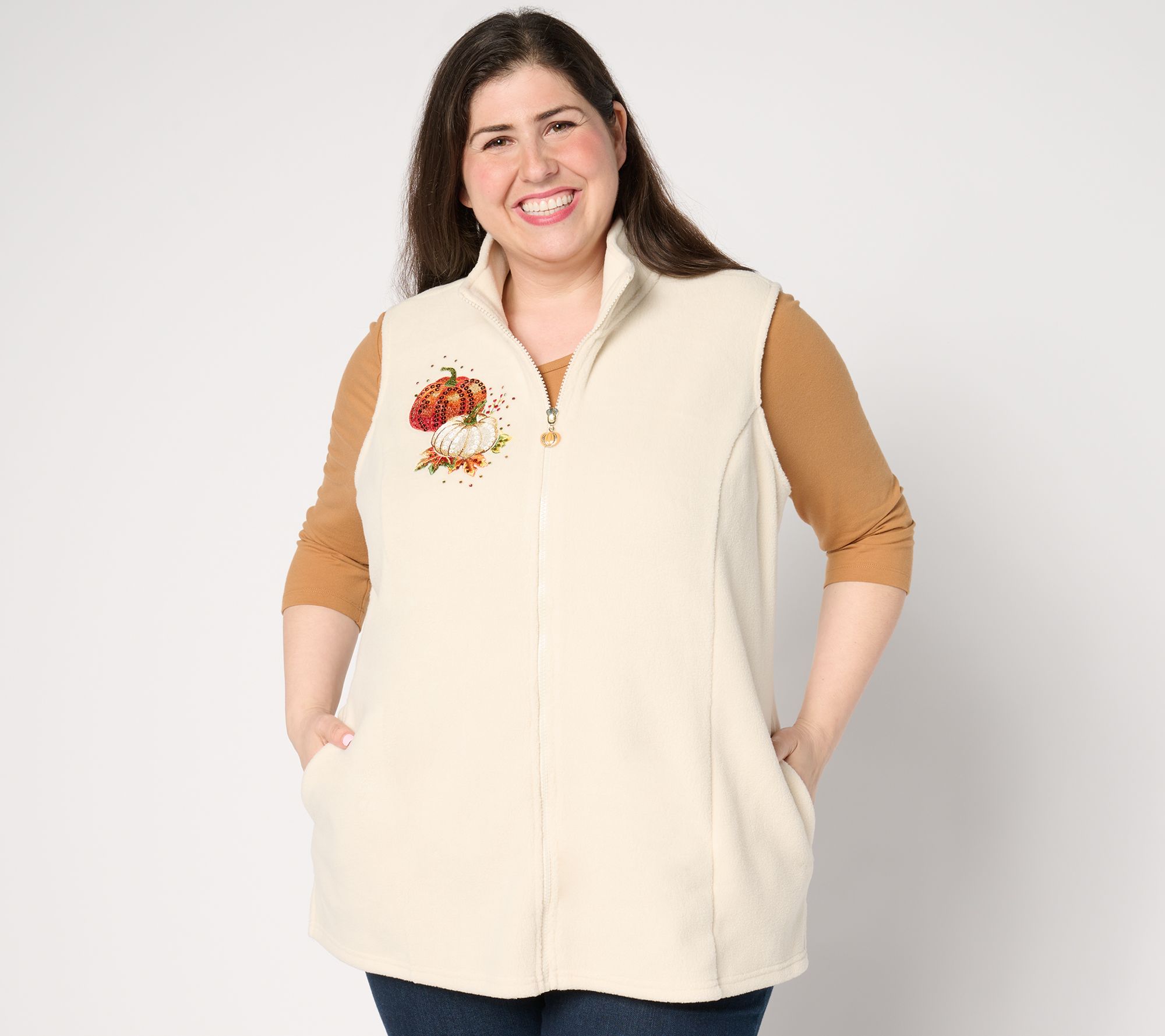"As Is" Quacker Factory Harvest Blessings Fleece Vest - QVC.com