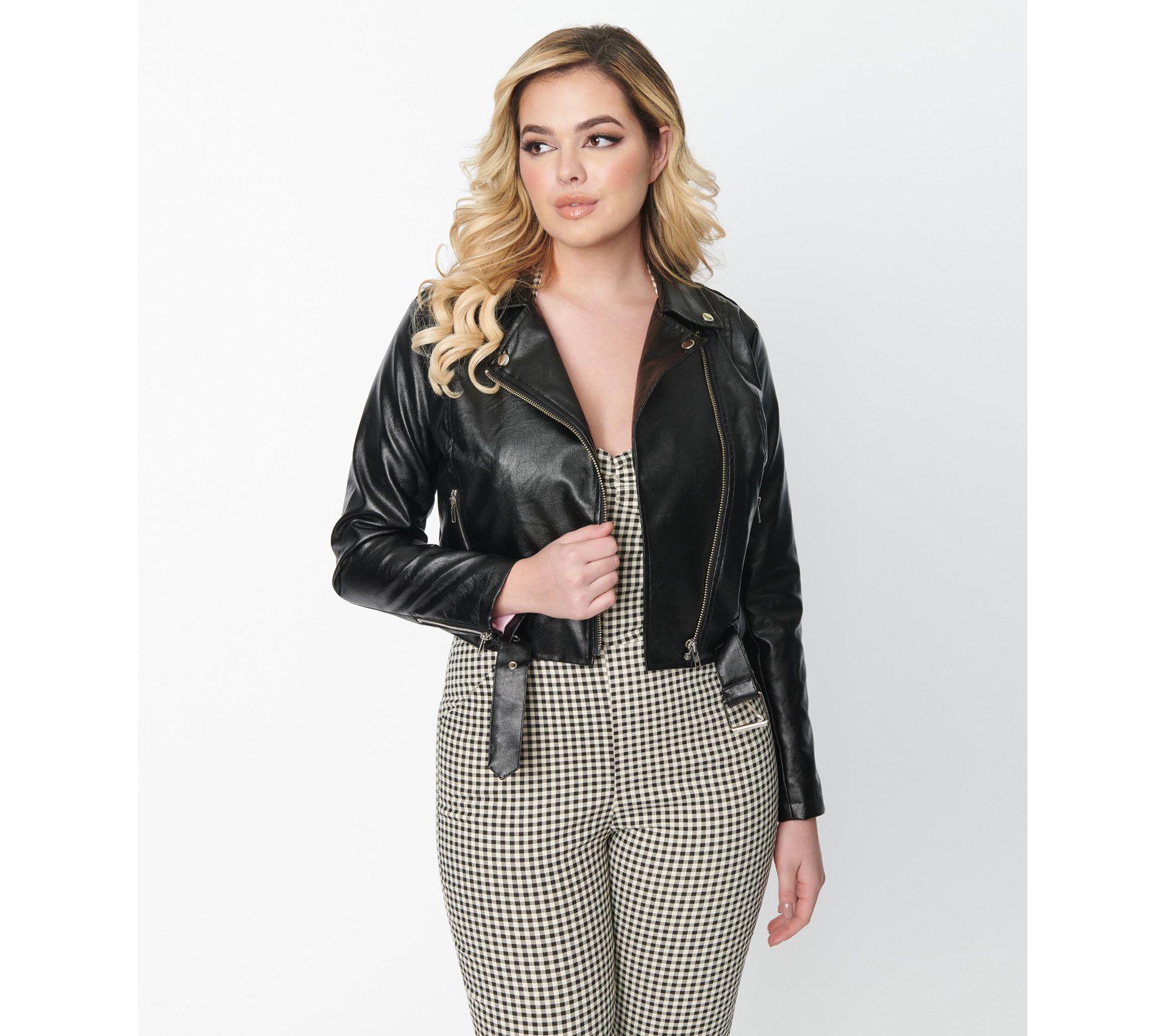 Unique Vintage Vegan Leather Cropped Jacket - QVC.com