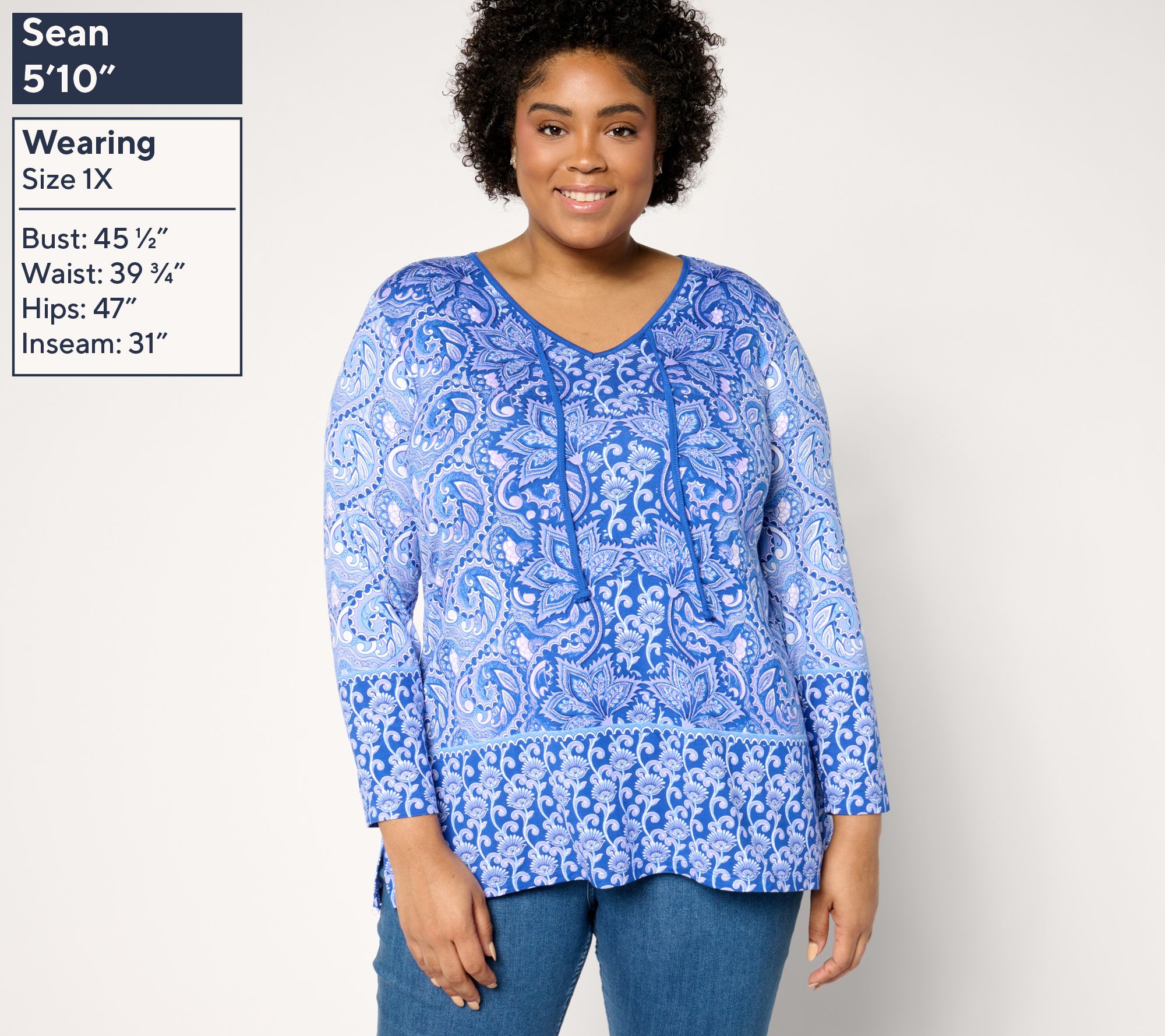 "As Is" Belle by Kim Gravel Elevated Elegance Border Knit Top - QVC.com