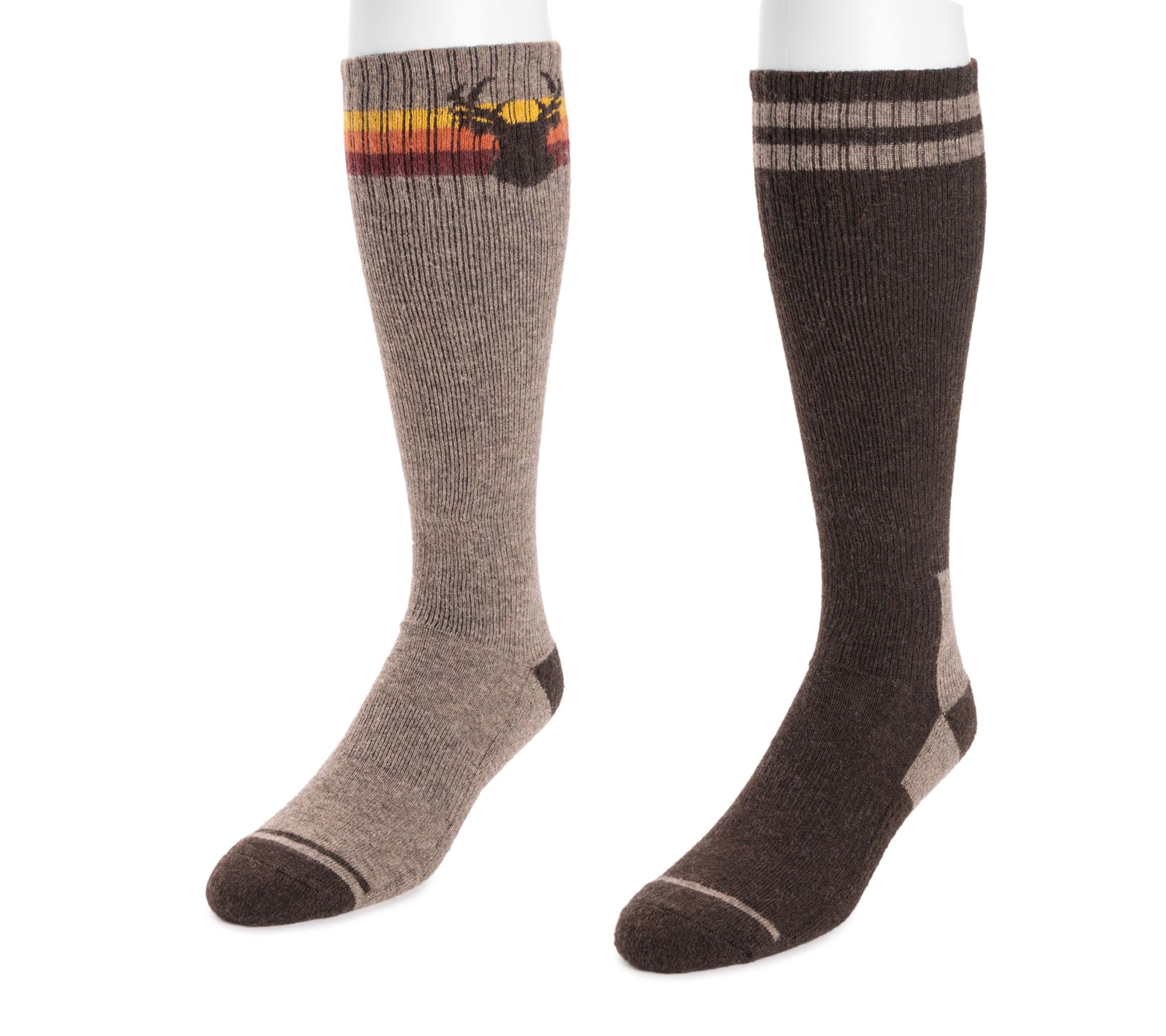 MUK LUKS Men's Set of 2 Wool Blend Compression Knee-High Socks - QVC.com