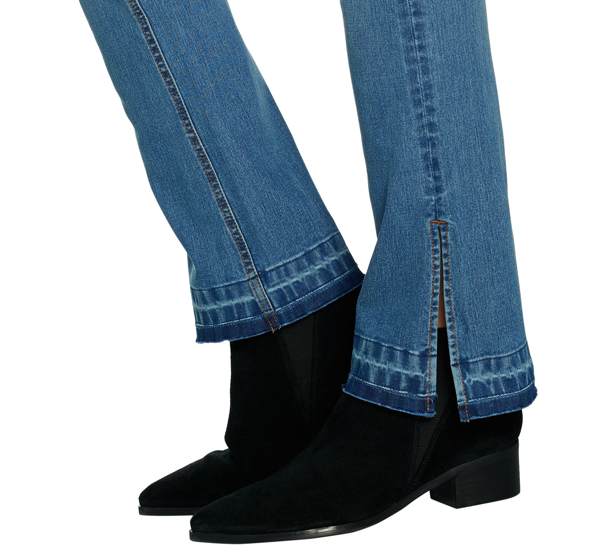 "As Is" G.I.L.I. Released Hem Side Slit Petite Jeans - QVC.com