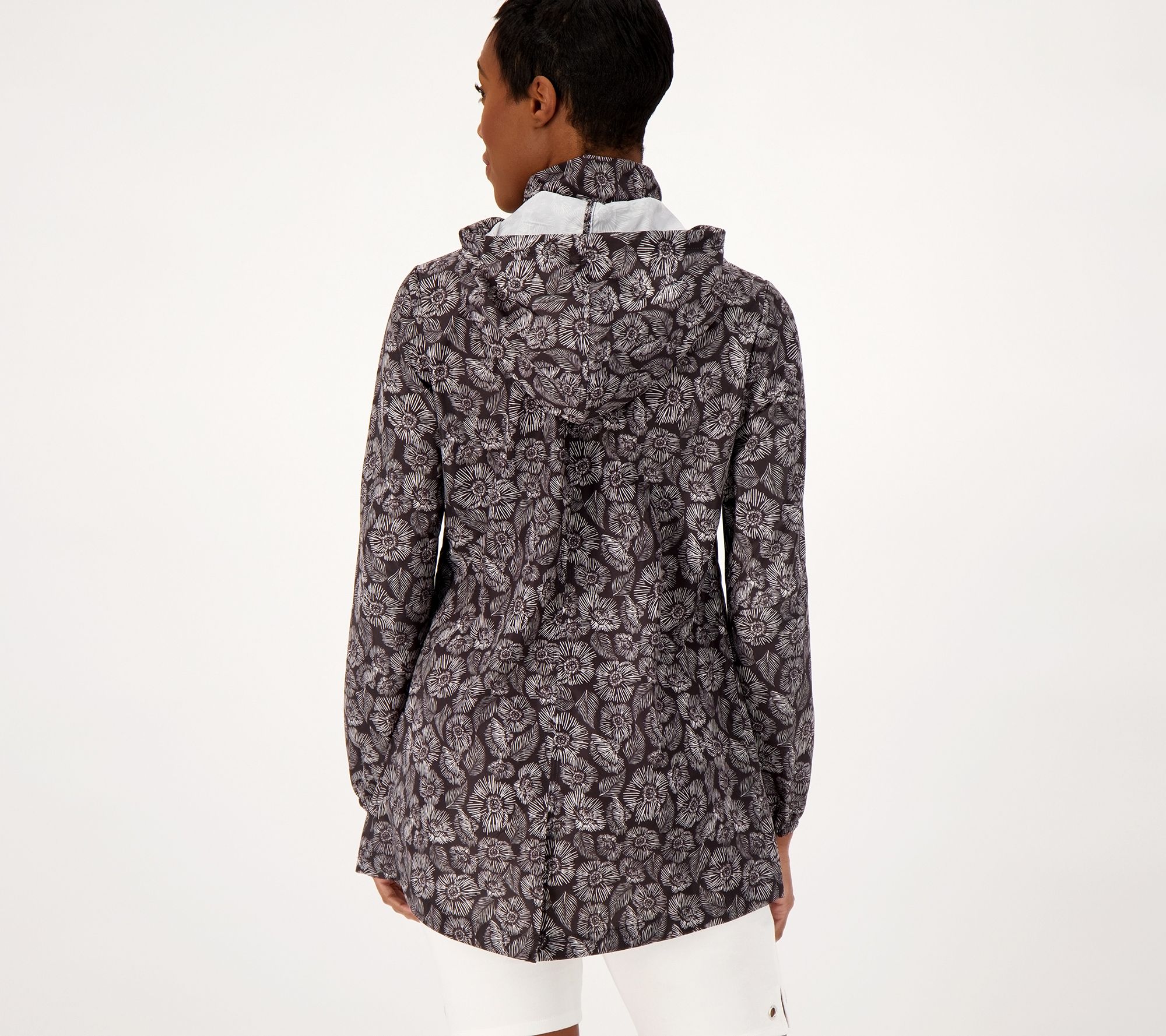 "As Is" zuda Woven Cinched Waist Hooded Anorak Jacket - QVC.com
