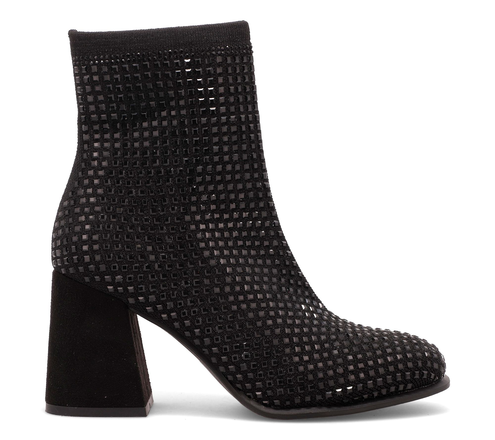 MIA Shoes Rhinestone Block Heel Dress Booties -Piana-S - QVC.com