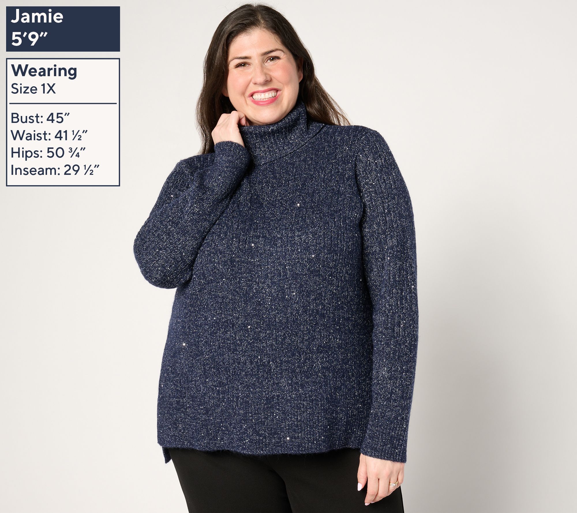 "As Is" Joan Rivers Red Carpet Turtleneck Sweater - QVC.com