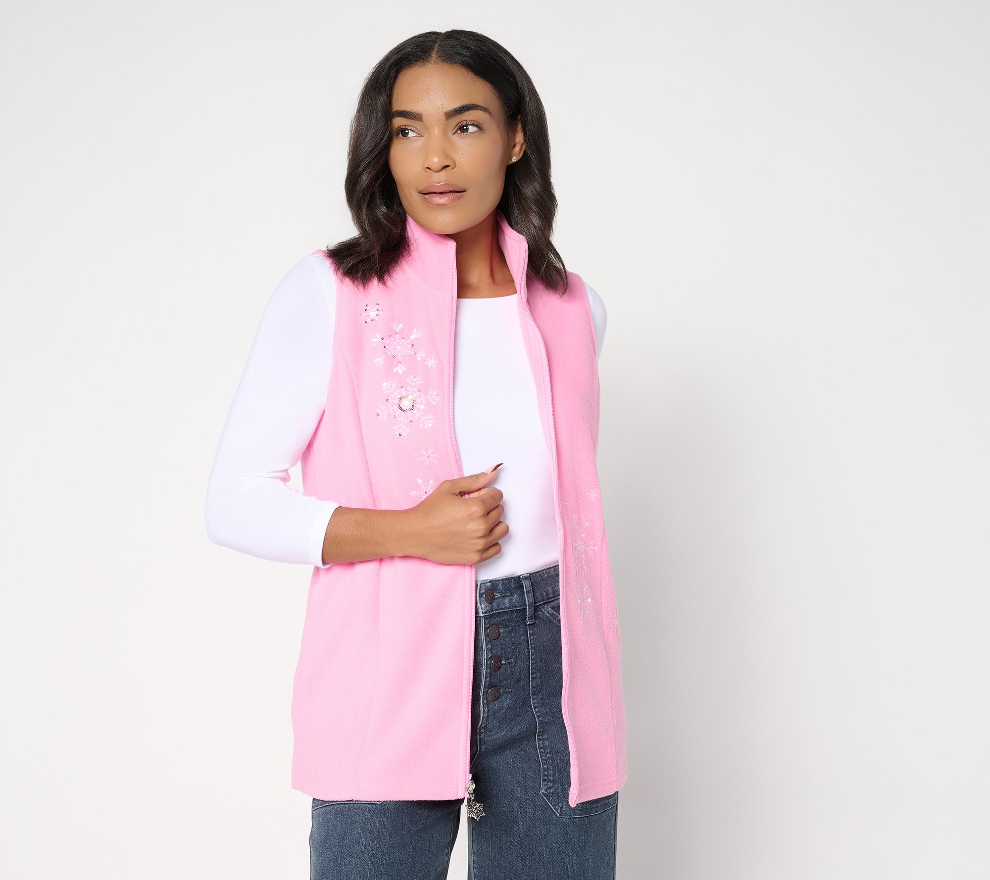 Quacker Factory Blizzard Fleece Zip-Up Vest - QVC.com