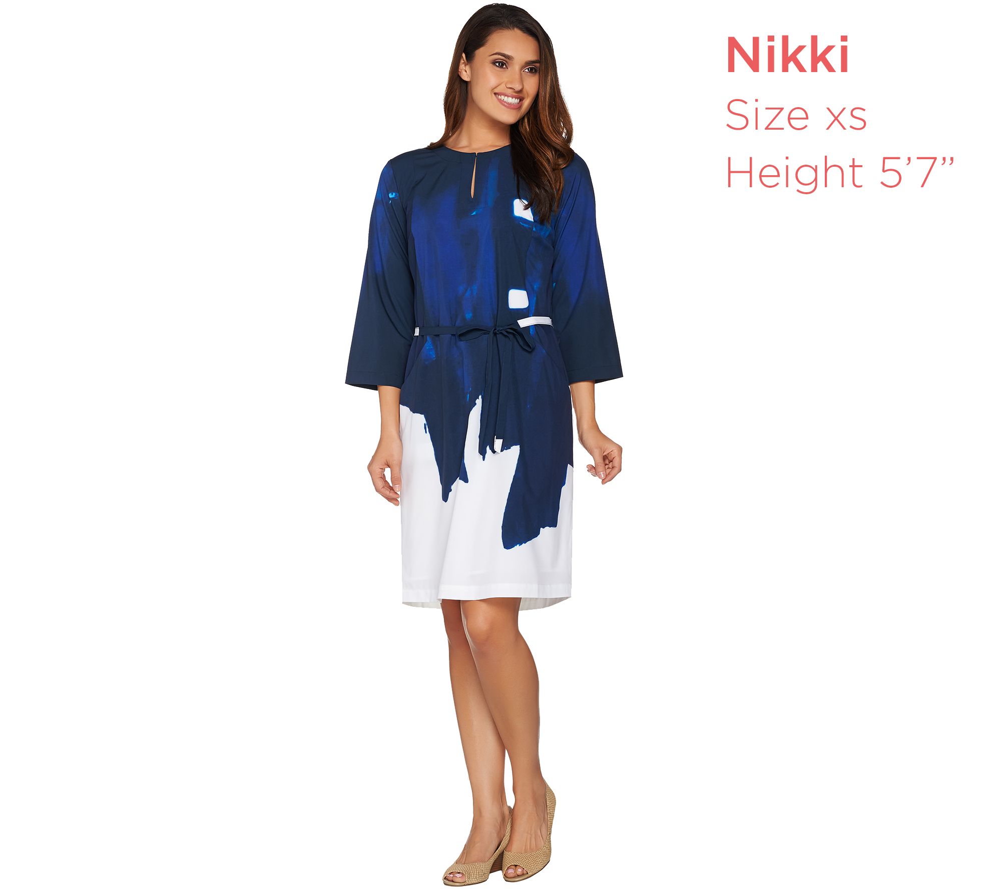 Kelly by Clinton Kelly Brushstroke Print Dress with Belt - QVC.com
