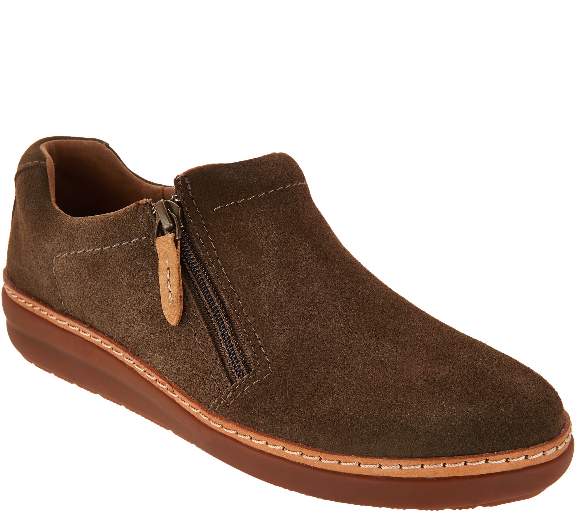 "As Is" Clarks Artisan Leather Side Zip Slip-on Shoes- Amberlee Vita - QVC.com