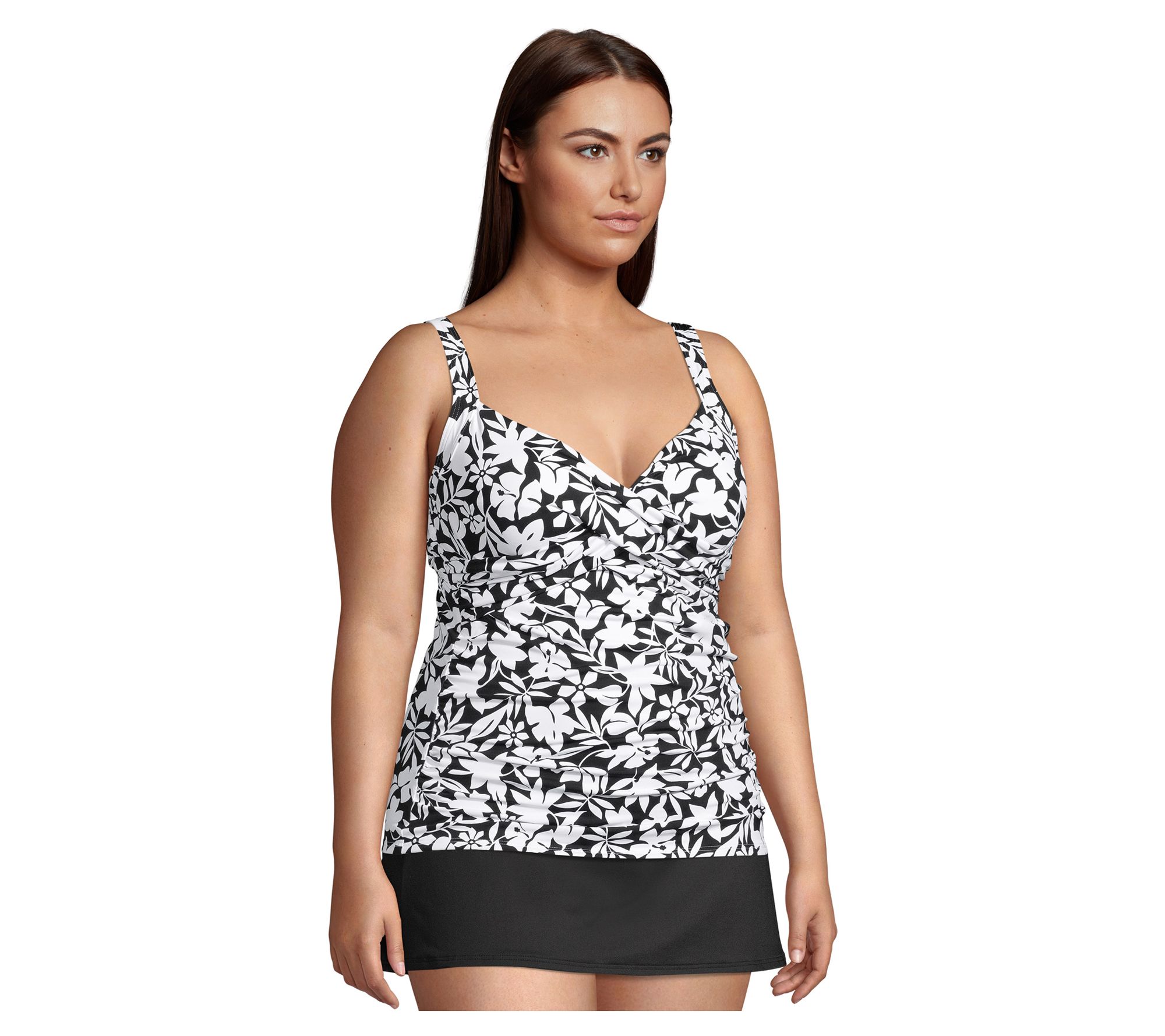 Lands End Plus V Neck Wrap Underwire Tankini