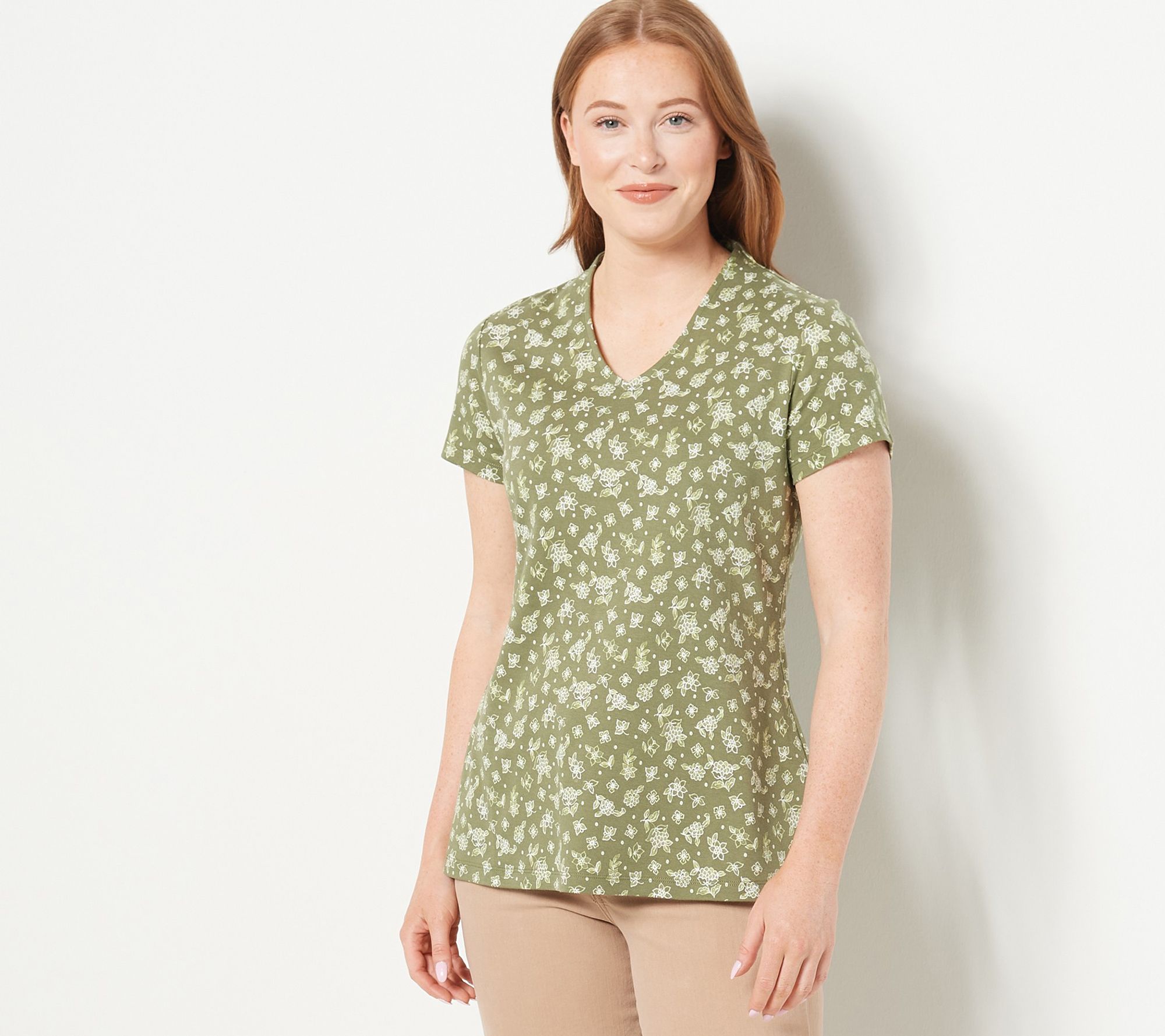 "As Is" Isaac Mizrahi Live Essentials Printed Pima Cotton Top - QVC.com