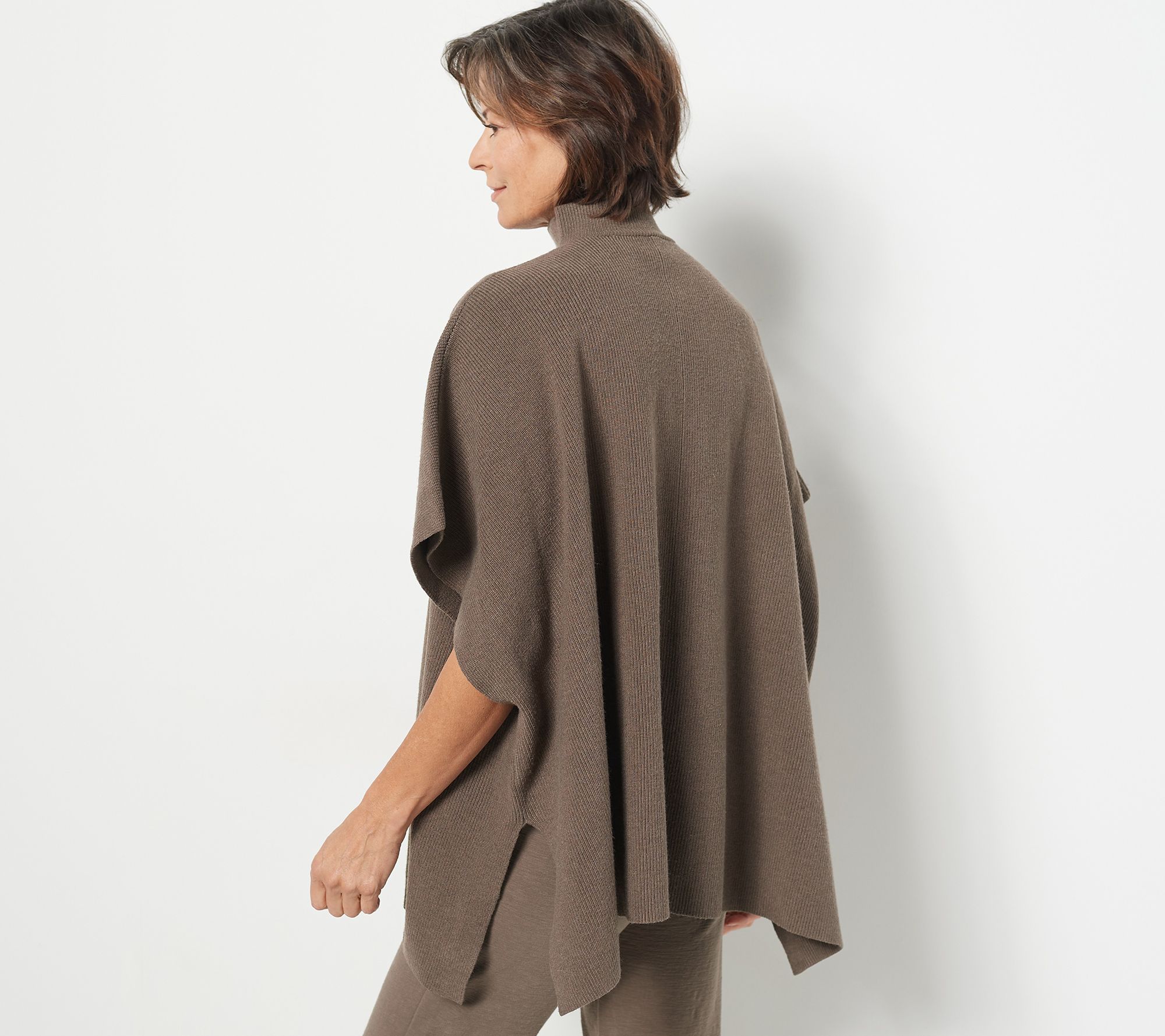 "As Is" Modern Soul Comfort Yarn Half Zip Sweater Poncho - QVC.com