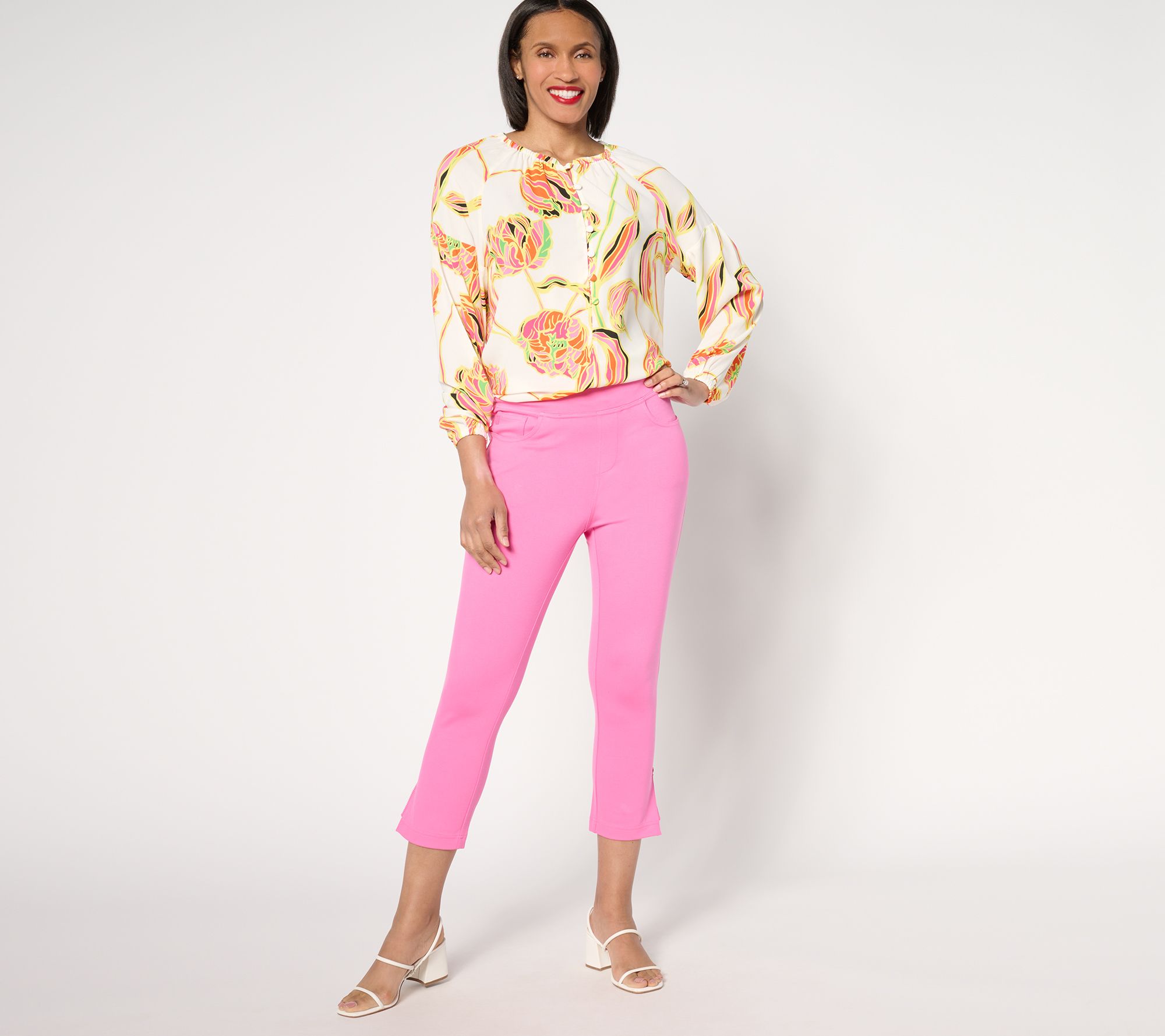 "As Is" Belle by Kim Gravel Reg Coastal Crop Perfect Ponte Pant - QVC.com