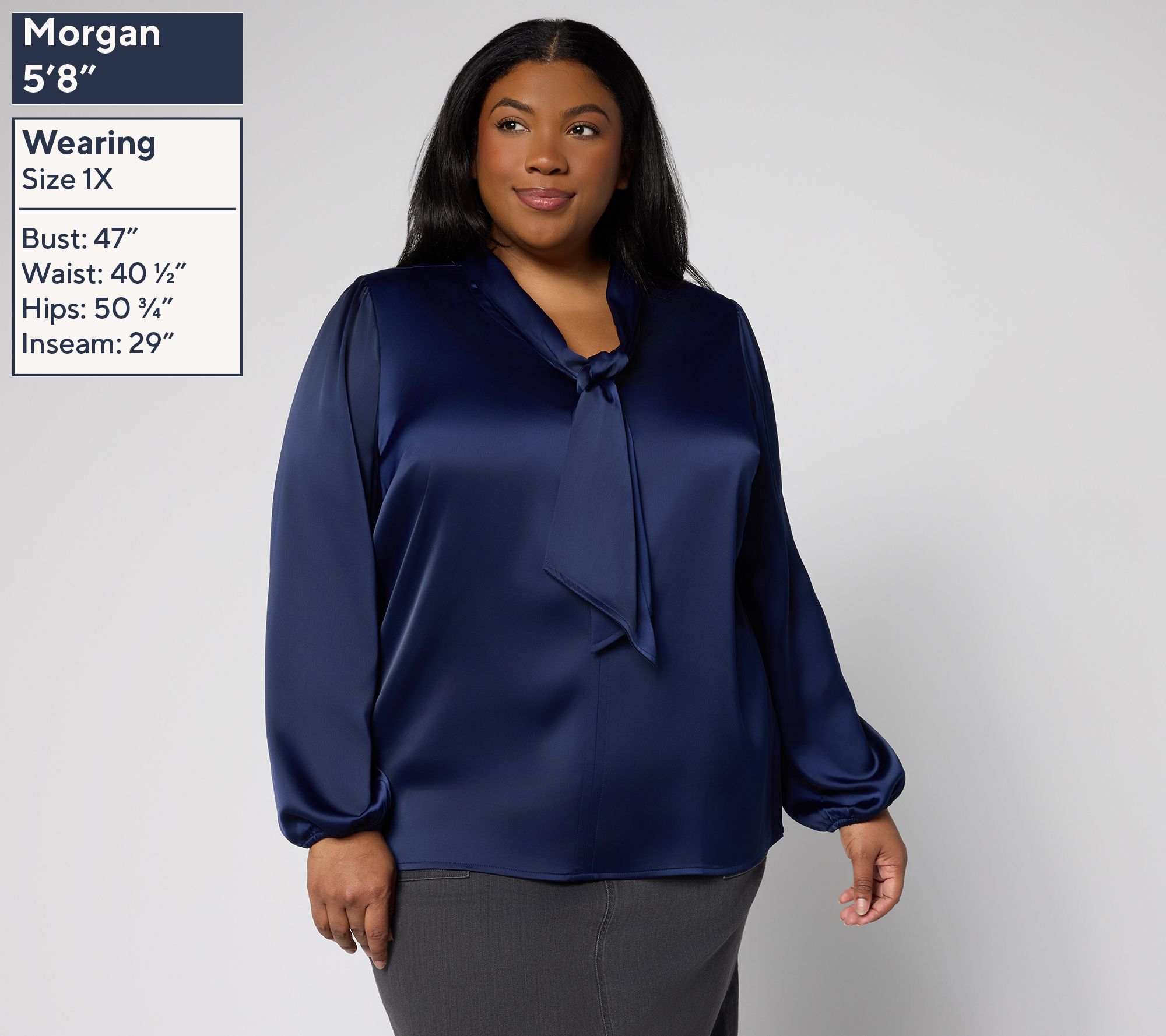 Denim & Co. Long Sleeve Popover Blouse with Neck Detail - QVC.com