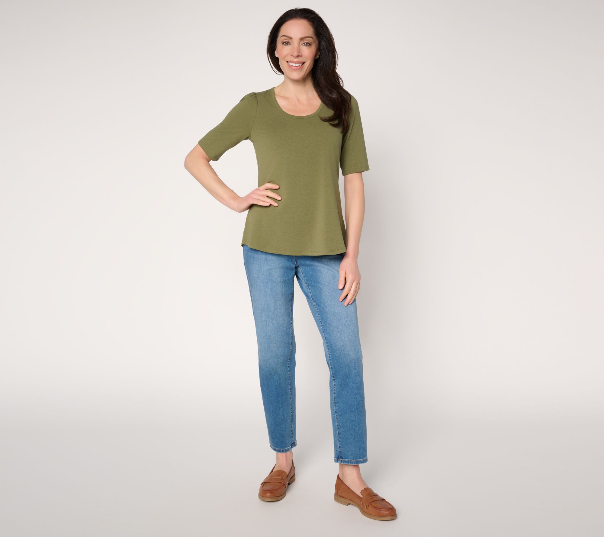 Ree by The Pioneer Woman Essentials Elbow Sleeve Knit Tunic Top - QVC.com