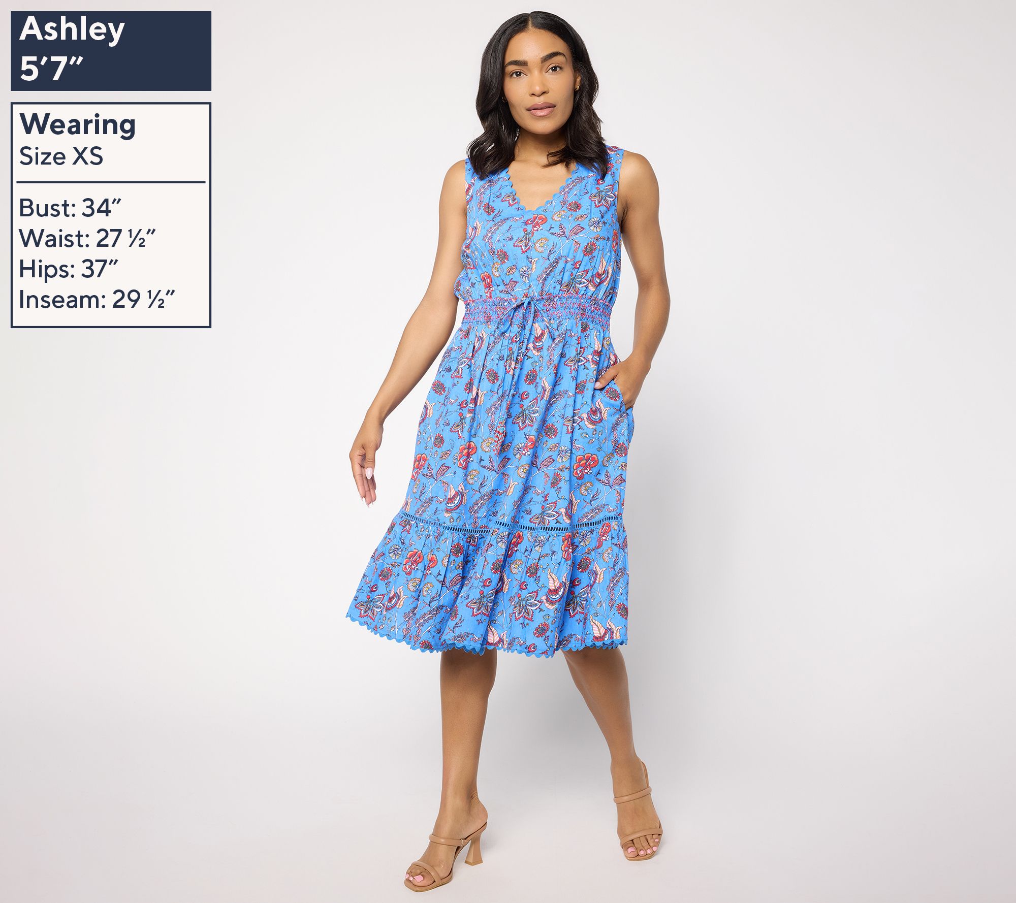 Susan Graver Printed Swiss Dot Tank Midi Dress - QVC.com