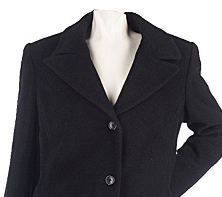 Anne Klein Full Length Wool Coat with Notch Collar - QVC.com