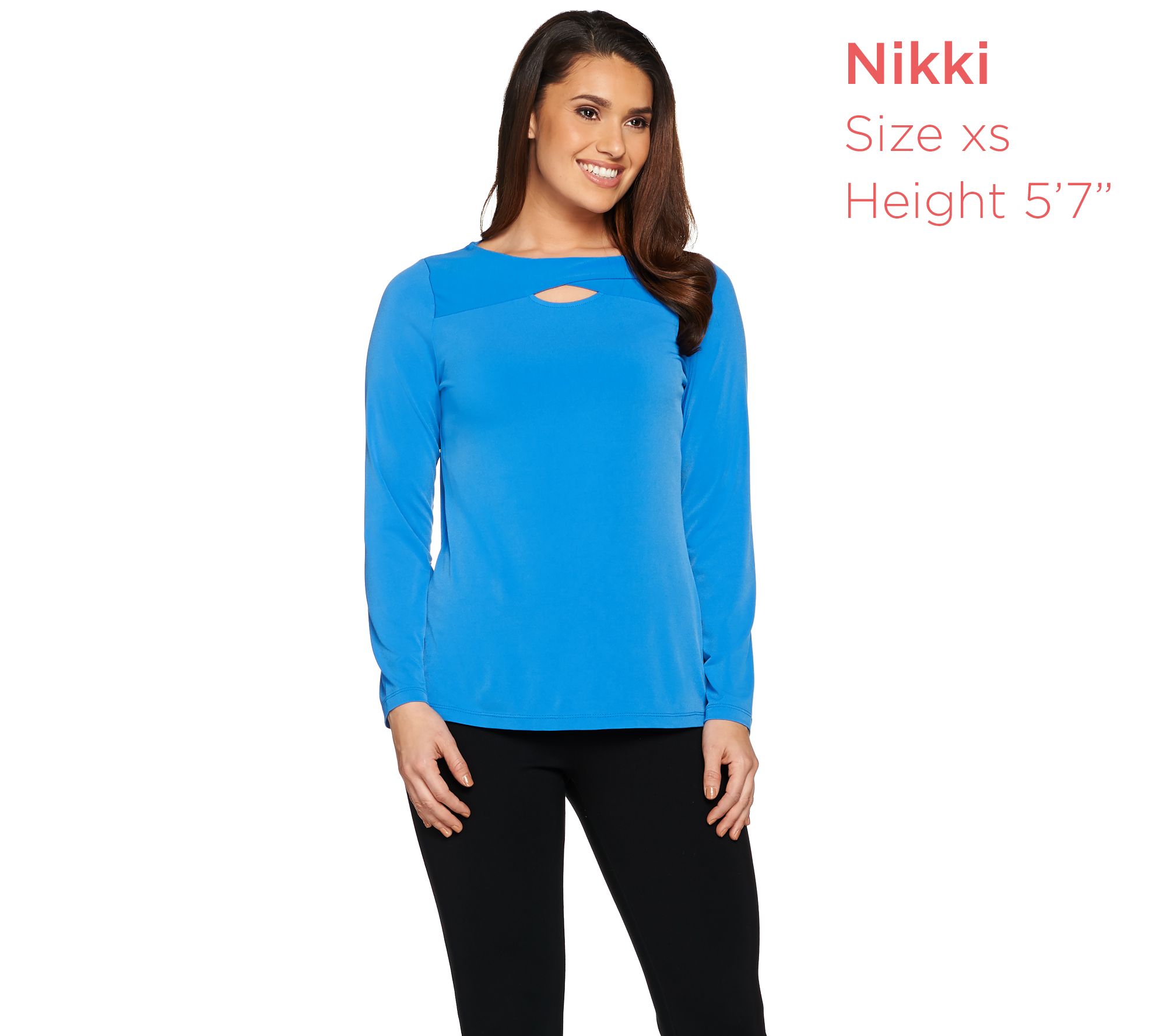 Susan Graver Liquid Knit Top With Crossover Keyhole