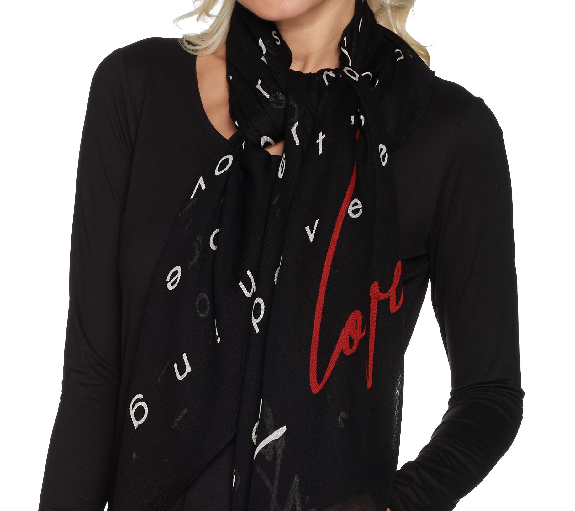 Peace Love World Give Love Signature Quote Scarf - QVC.com