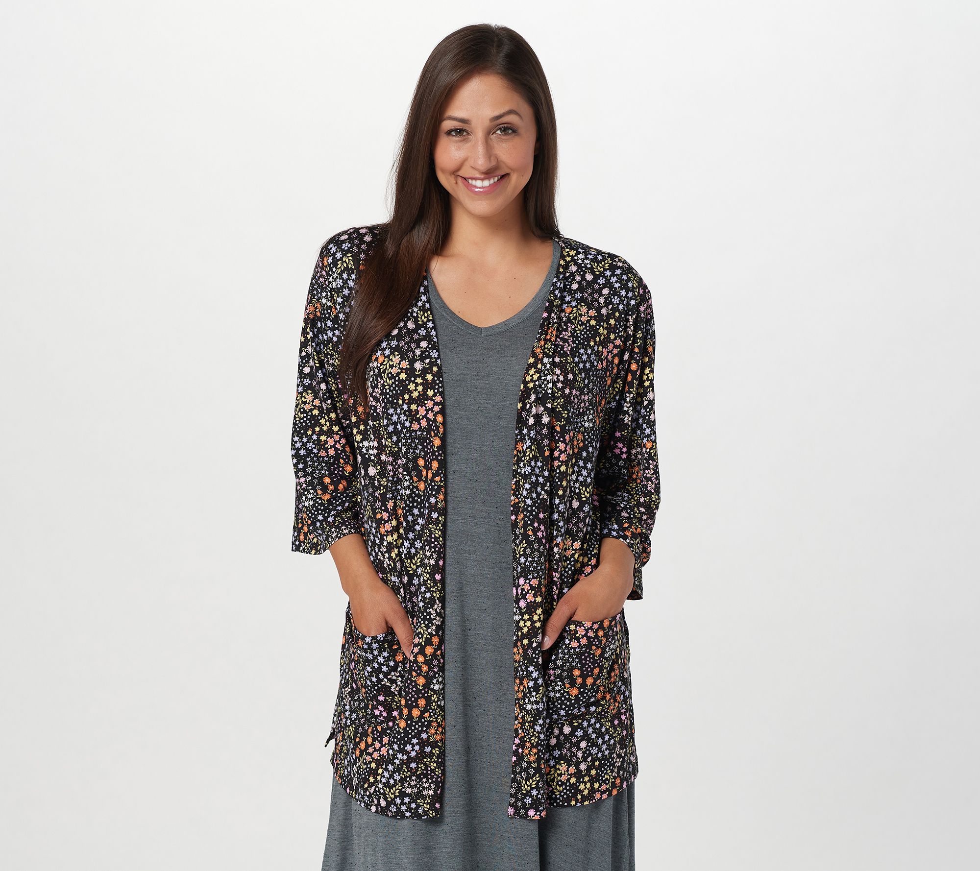 "As Is" Cuddl Duds Cool & Airy Patch Pocket Open- Front Wrap - QVC.com