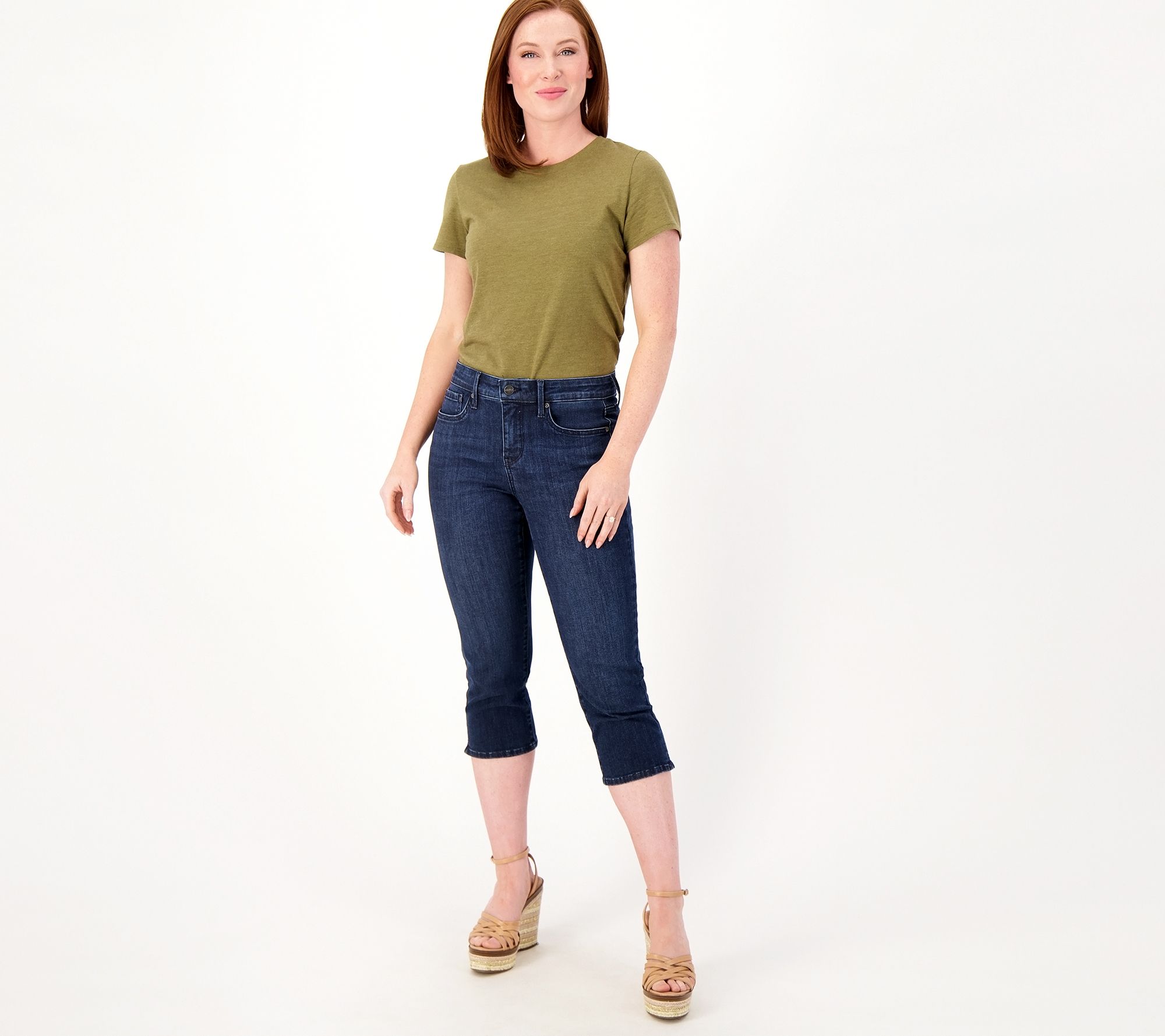 "As Is" NYDJ Curves 360 Slim Straight Capri Jeans- Mesquite - QVC.com